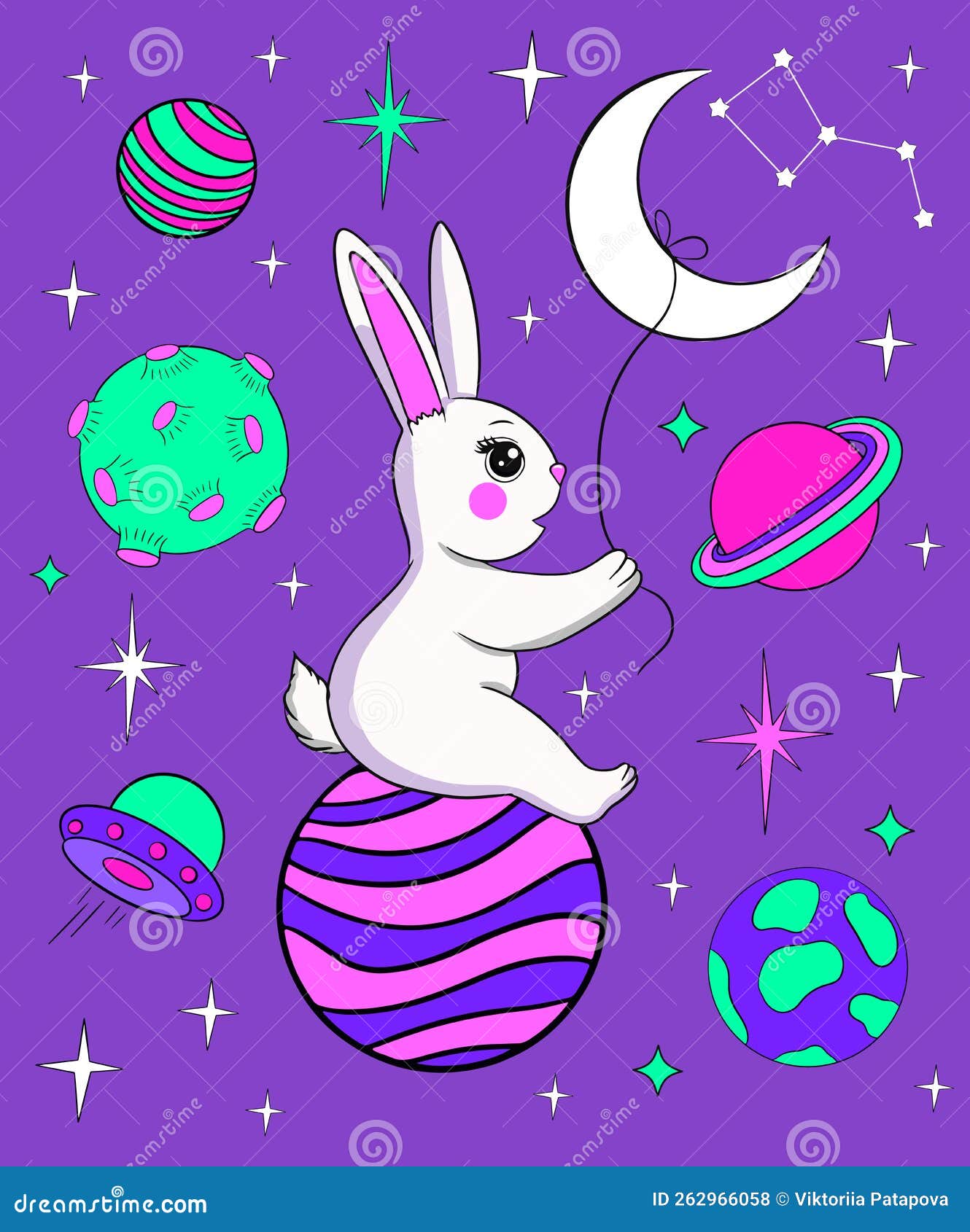 Cute White Rabbit in Open Space. Cartoon Vector Illustration Stock ...