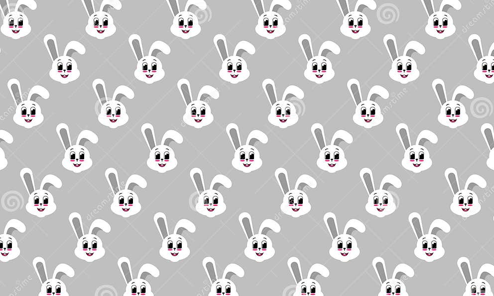 Cute White Rabbit Pattern Bacground Template Copy Space Stock Vector ...