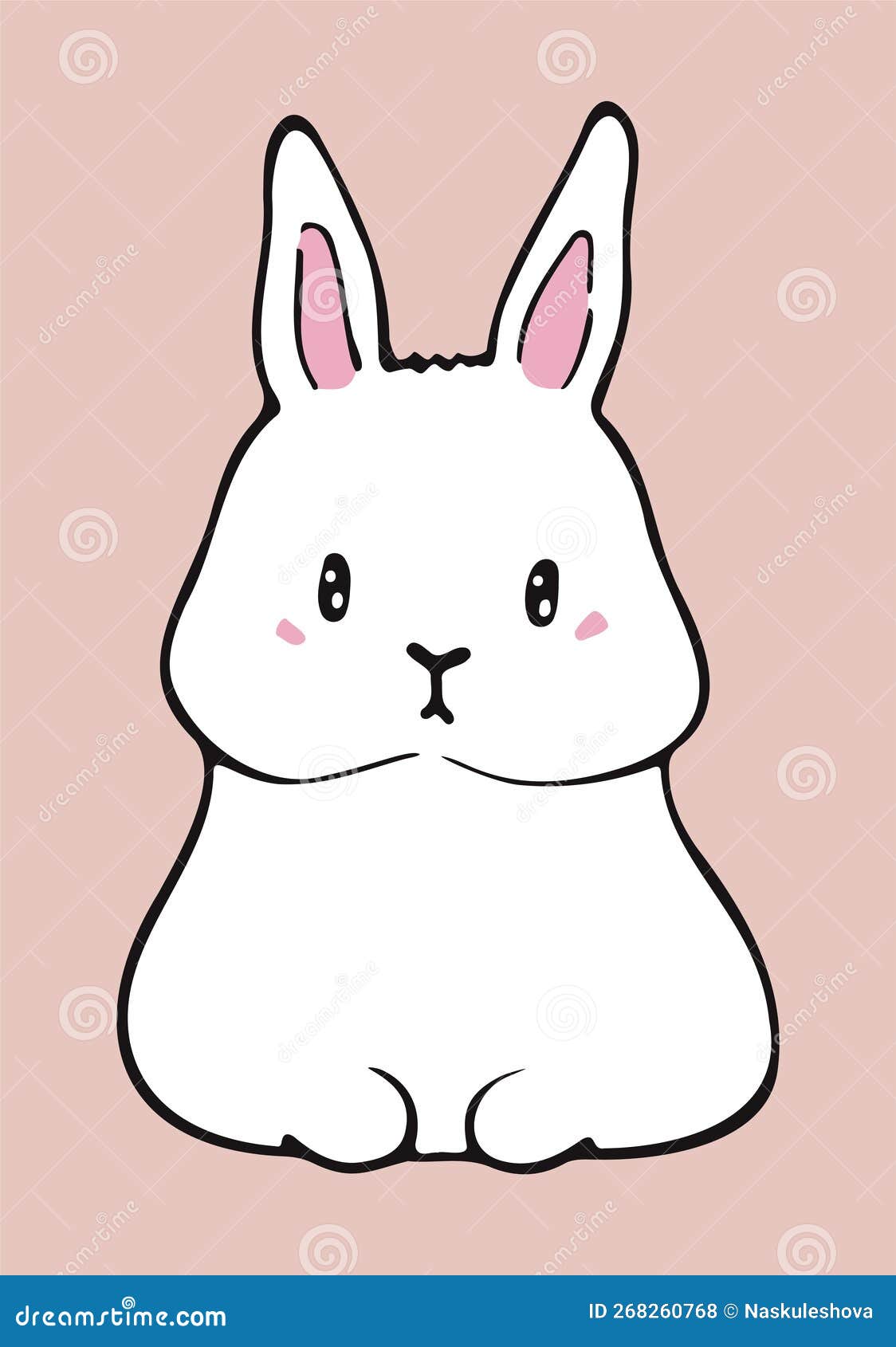 Cute White Rabbit on Pink Background Stock Vector - Illustration of ...