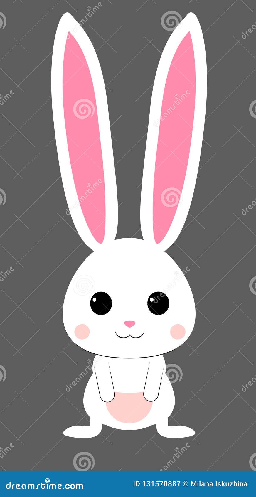 Cute White Rabbit with Pink Snout. Isolated Vector Stock Vector ...