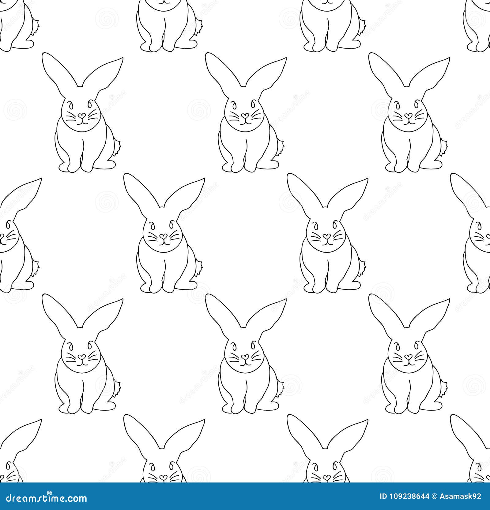 Cute White Rabbit Seamless Background. Vector Illustration. Stock ...