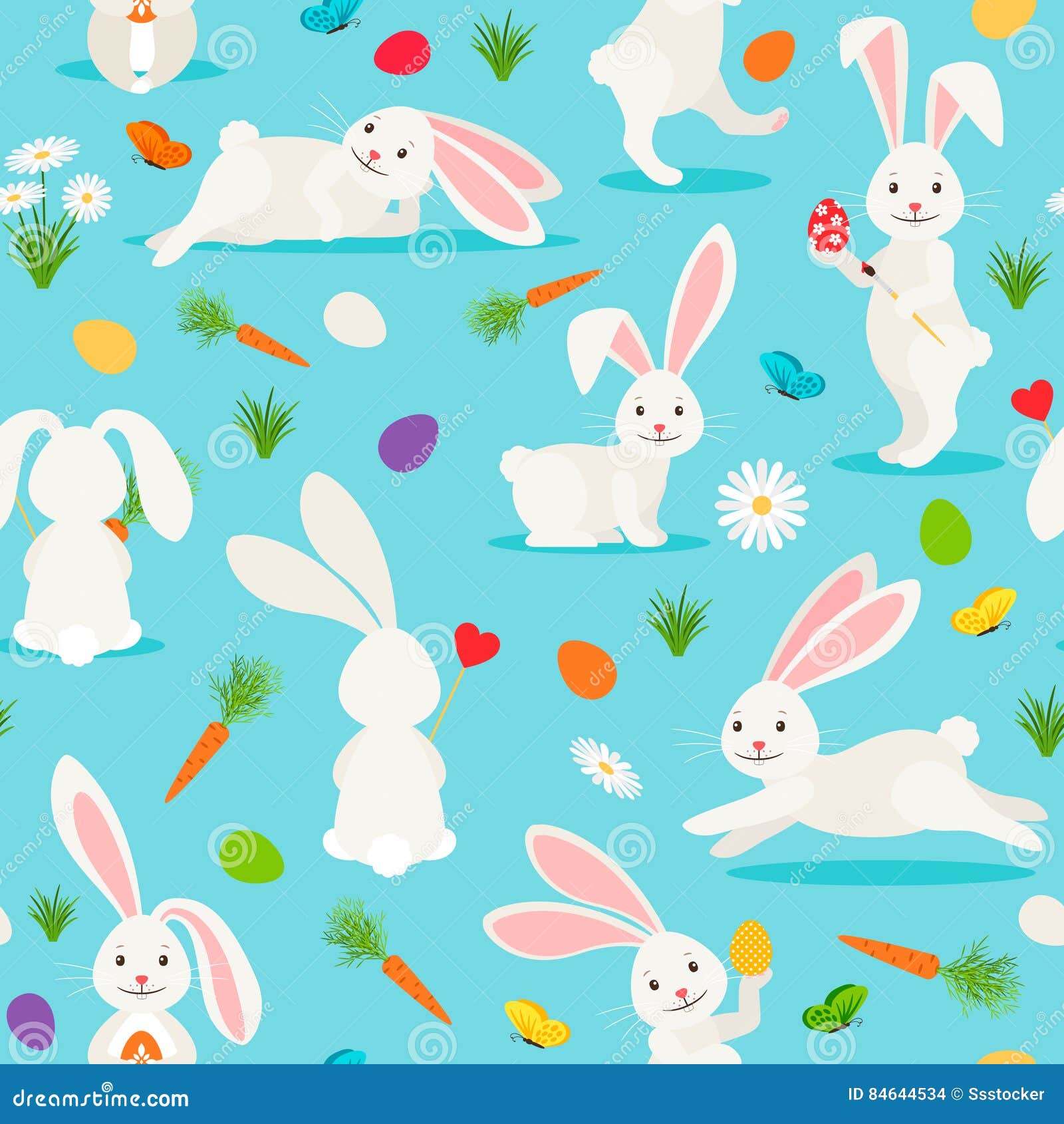 Rabbit Seamless Border Painted. Repeating Horizontal Pattern With ...