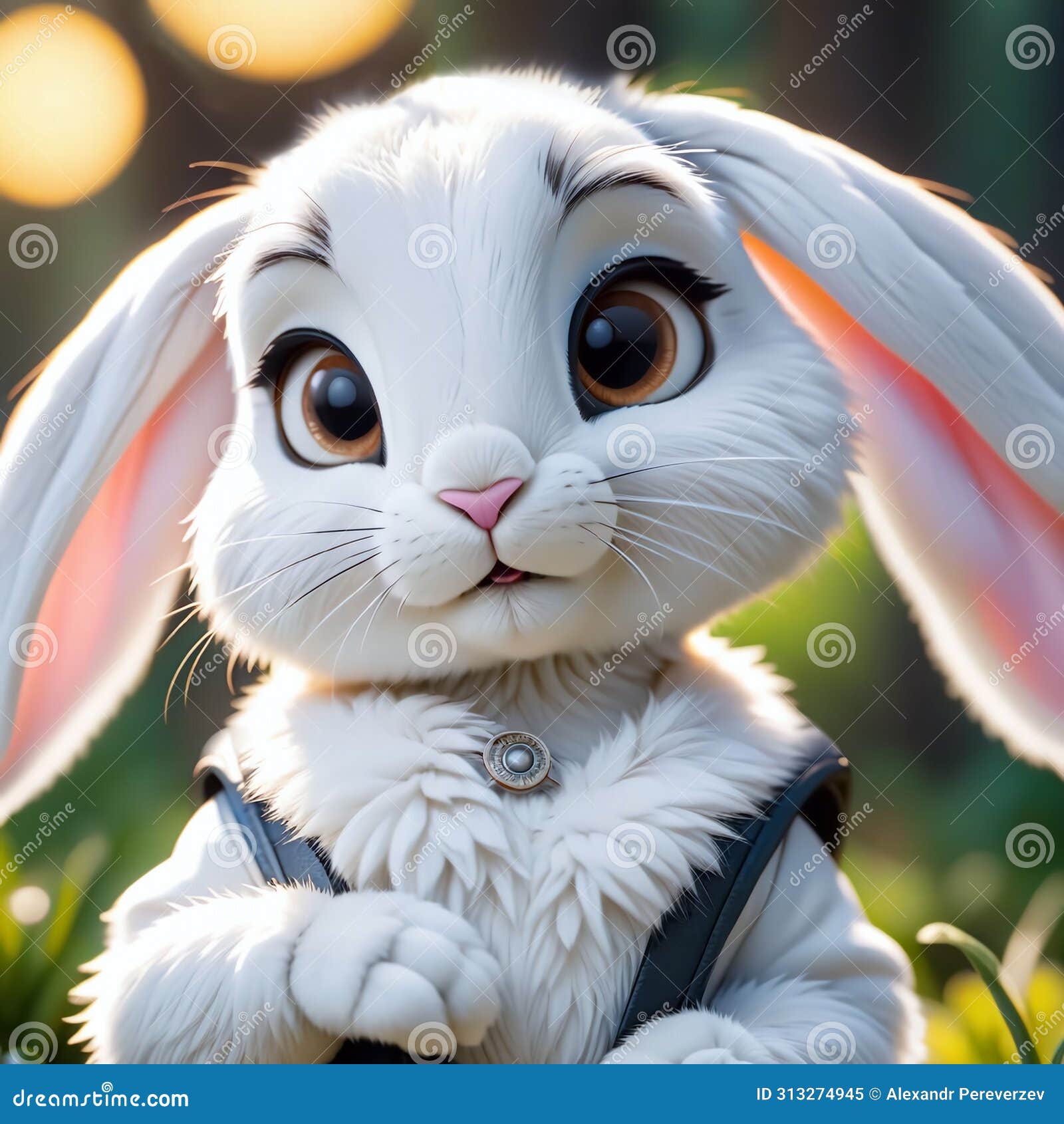 Cute White Rabbit Standing with Drooping Ears Stock Illustration ...
