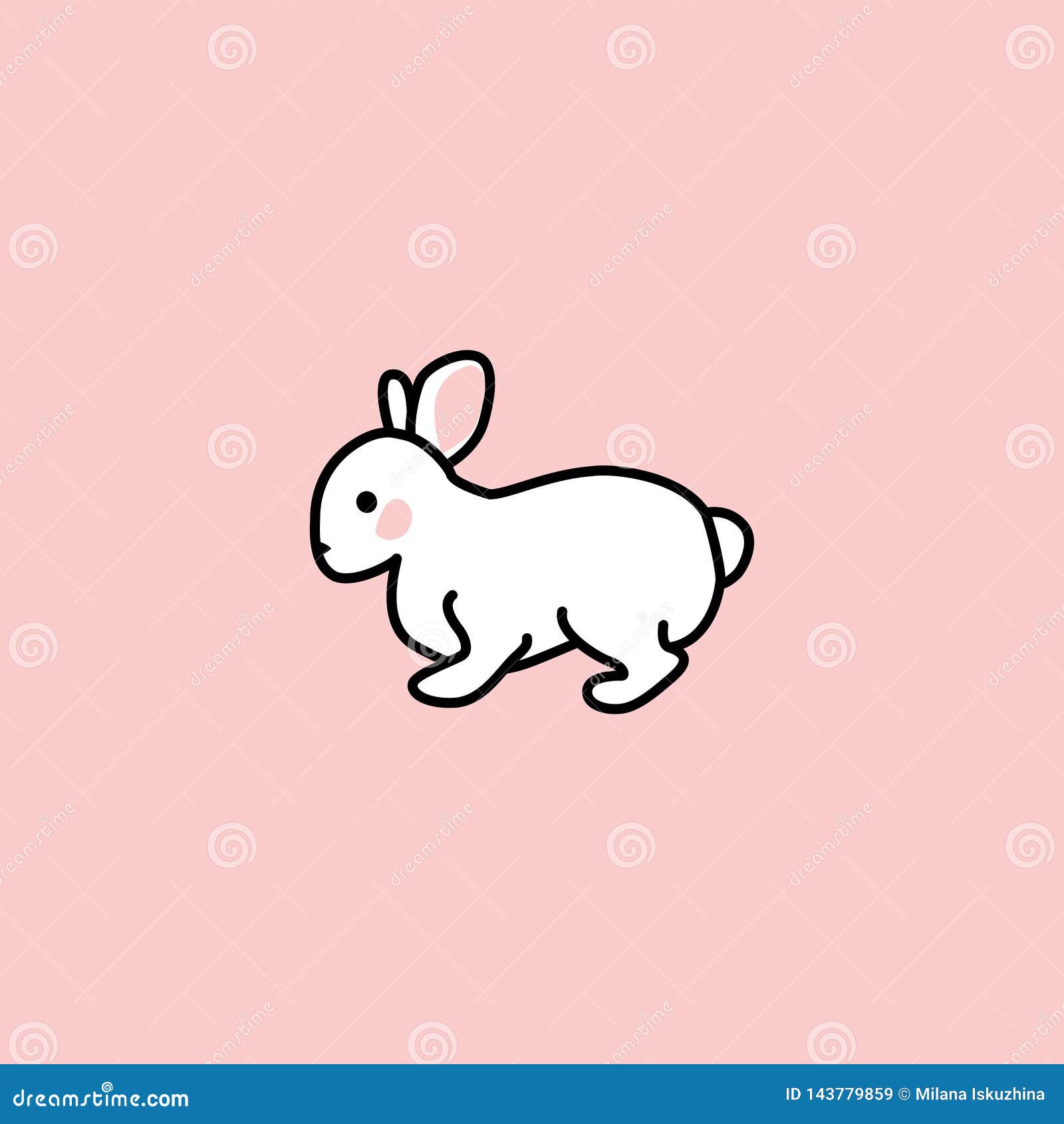 Cute White Rabbit Stands Side View. Funny Bunny Stock Vector ...