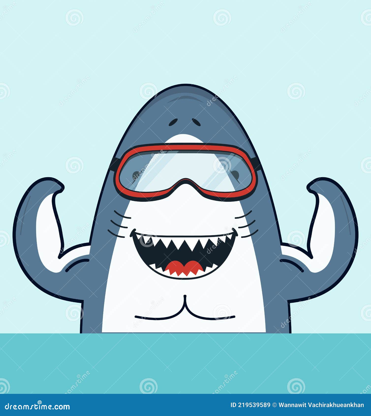 Strong Shark Cartoon Design Template Vector Illustration ...