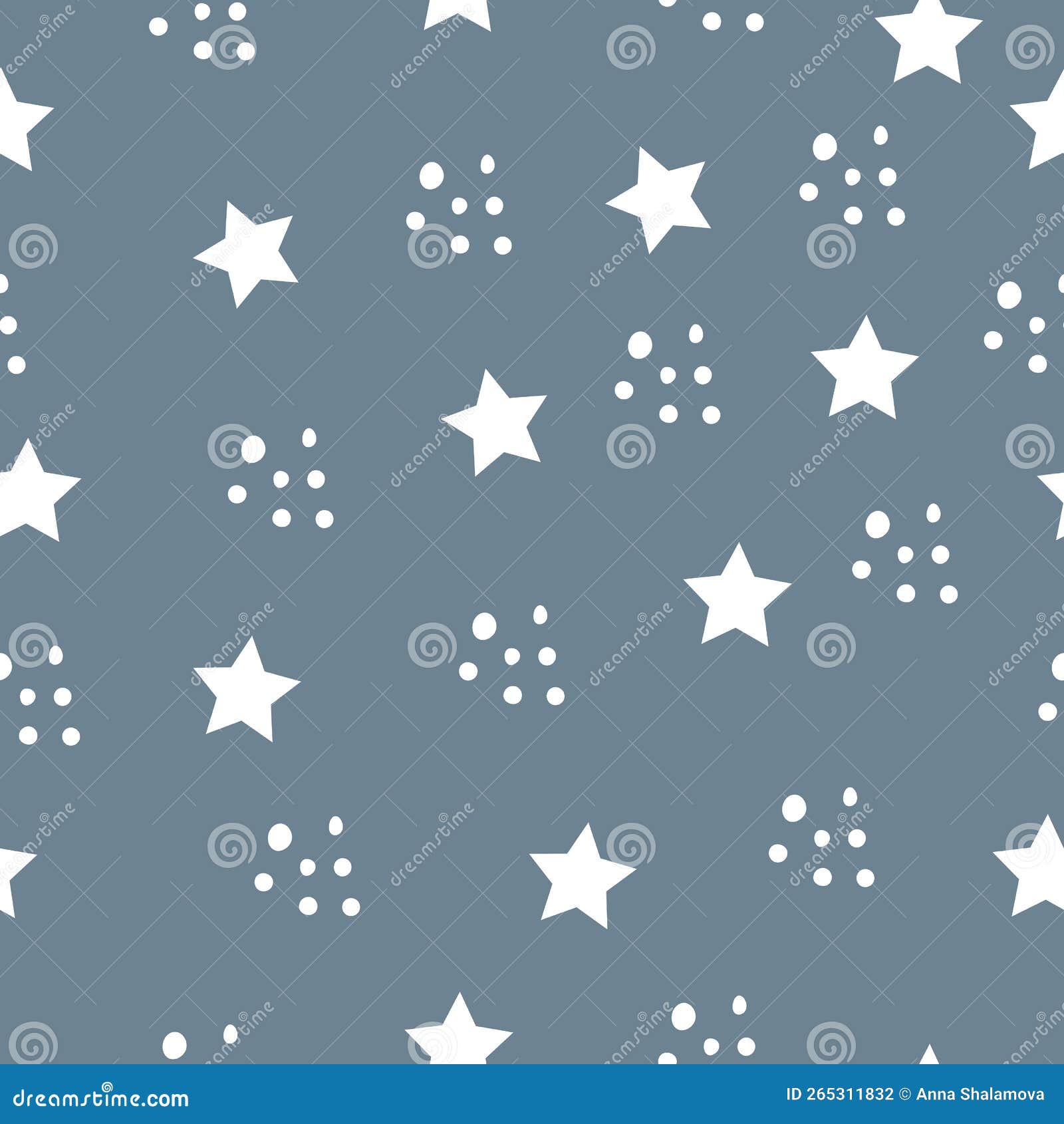 Cute White Stars and Dots Seamless Vector Patterns. Delicate Dotted ...