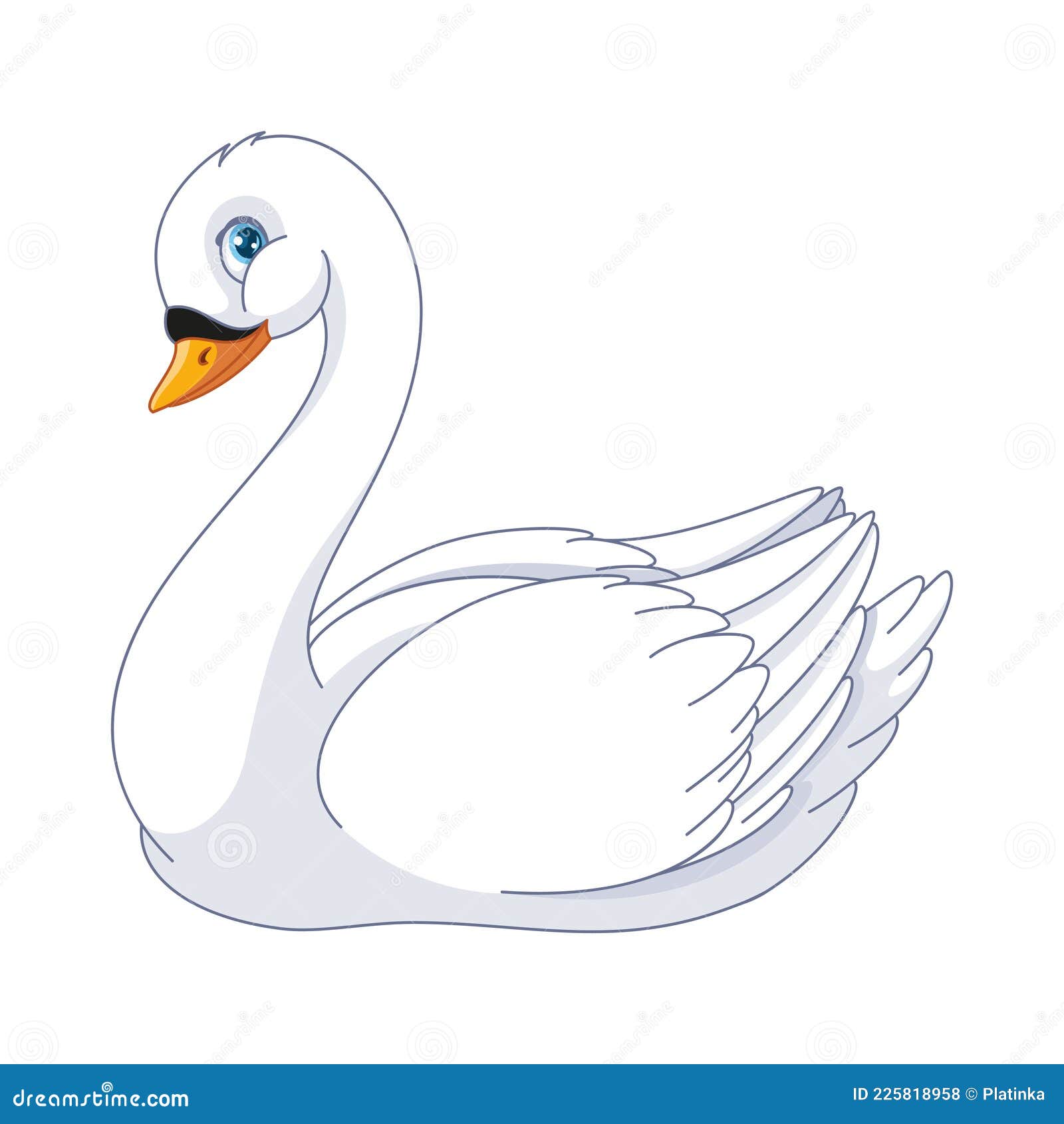 Cute white swan stock vector. Illustration of beautiful - 225818958