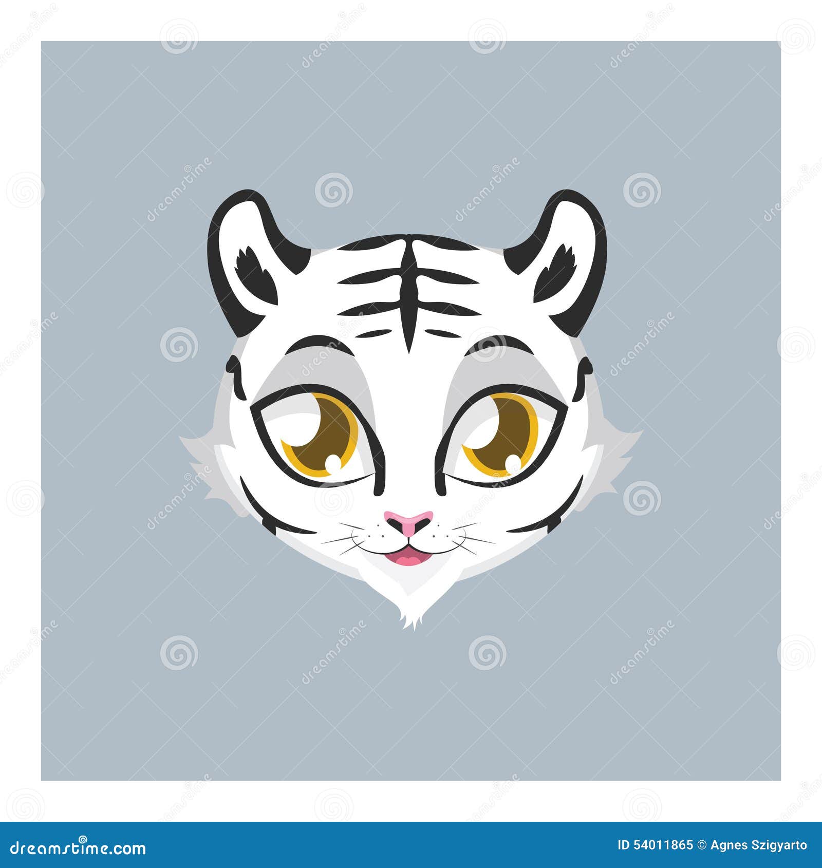 Cute White Tiger Avatar with Flat Colors Stock Vector - Illustration of ...
