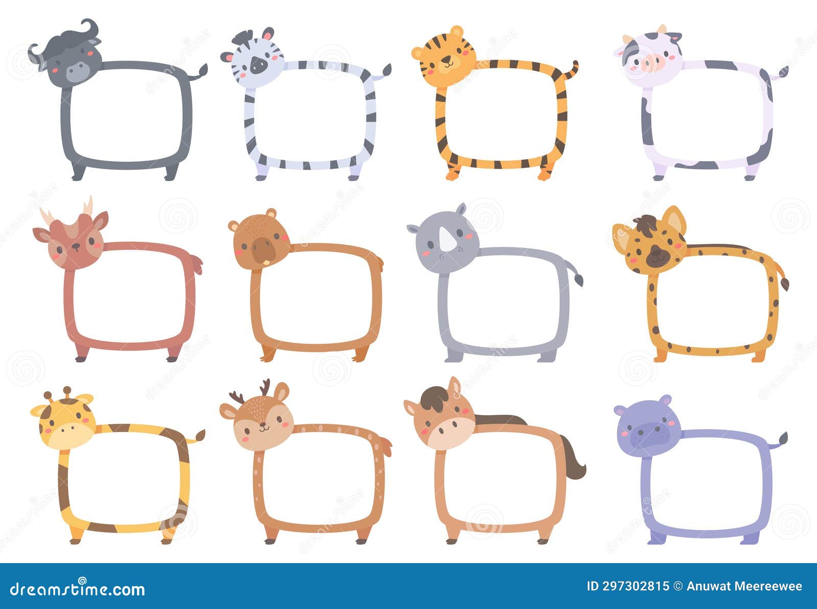 Cute Wild Animal Cartoon Text Frame for Kids Stock Vector ...