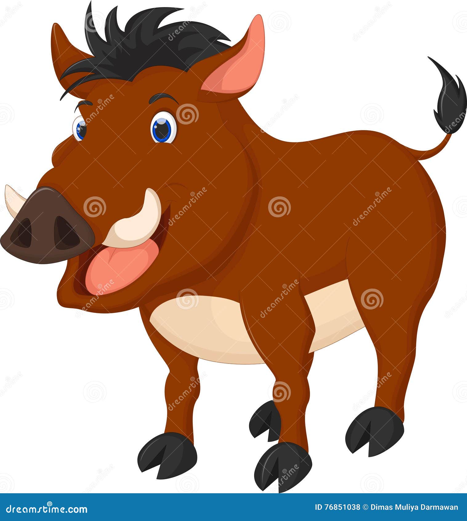 Boar In Cartoon Style. Mascot. Character Design Set With Typogr Vector ...