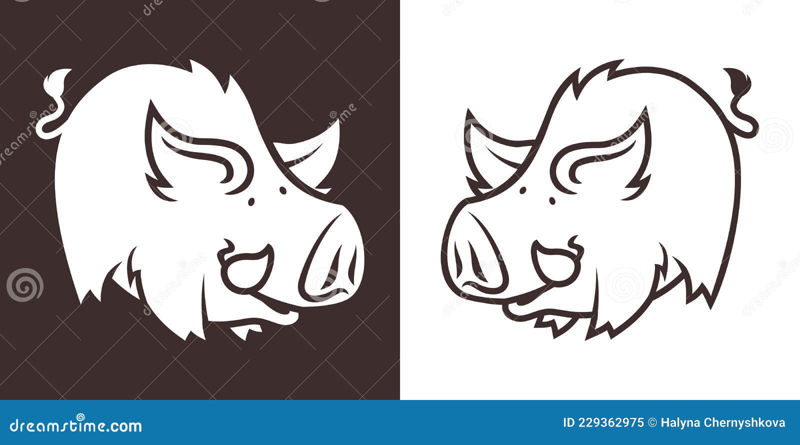 Cute wild boar character stock vector. Illustration of smiling - 229362975