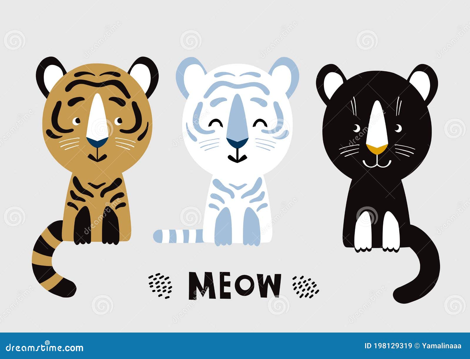 Cute Wild Cats. Cartoon Vector Illustration Stock Vector - Illustration ...