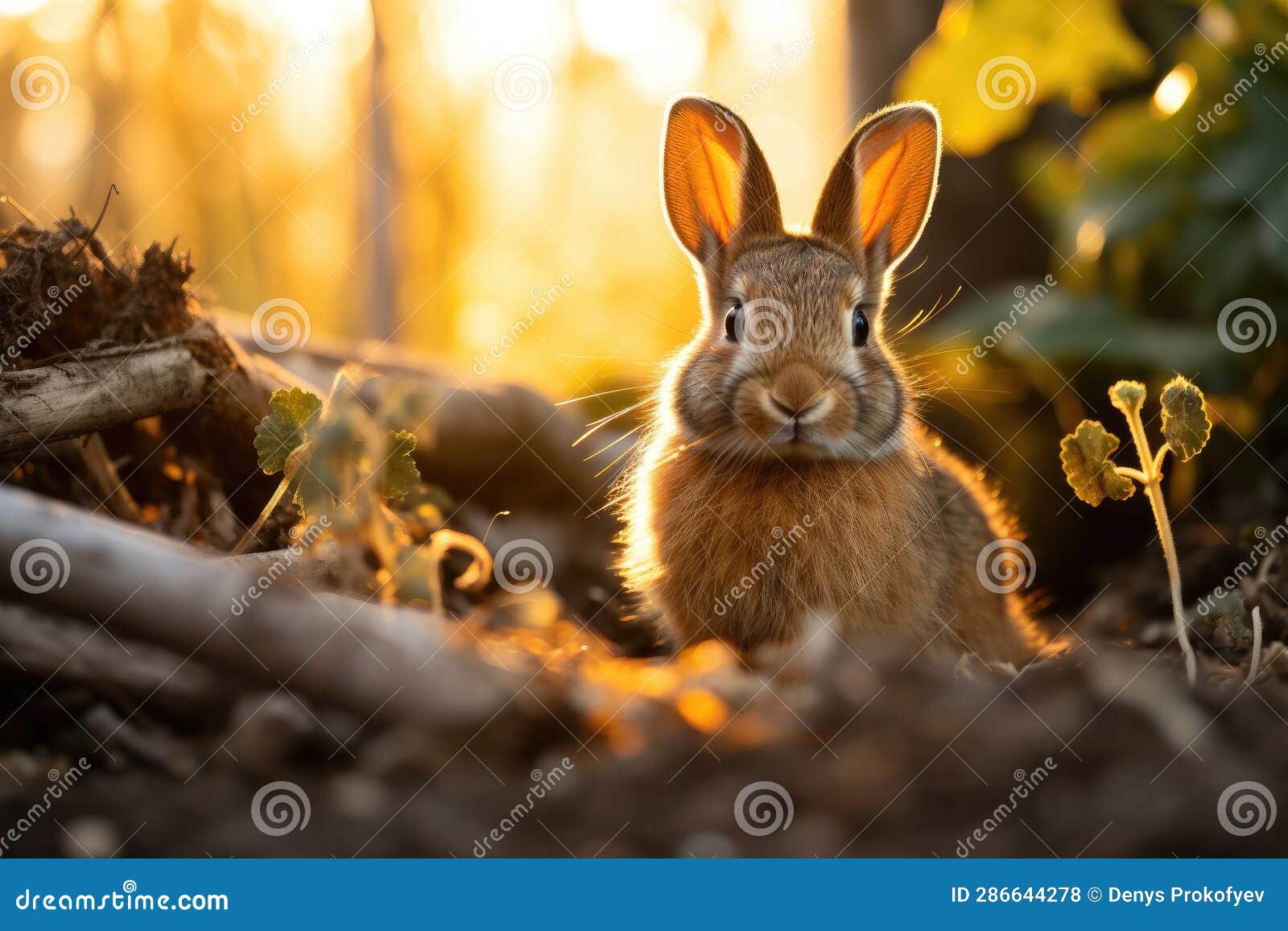 Cute rabbit in forest stock illustration. Illustration of tree - 286644278