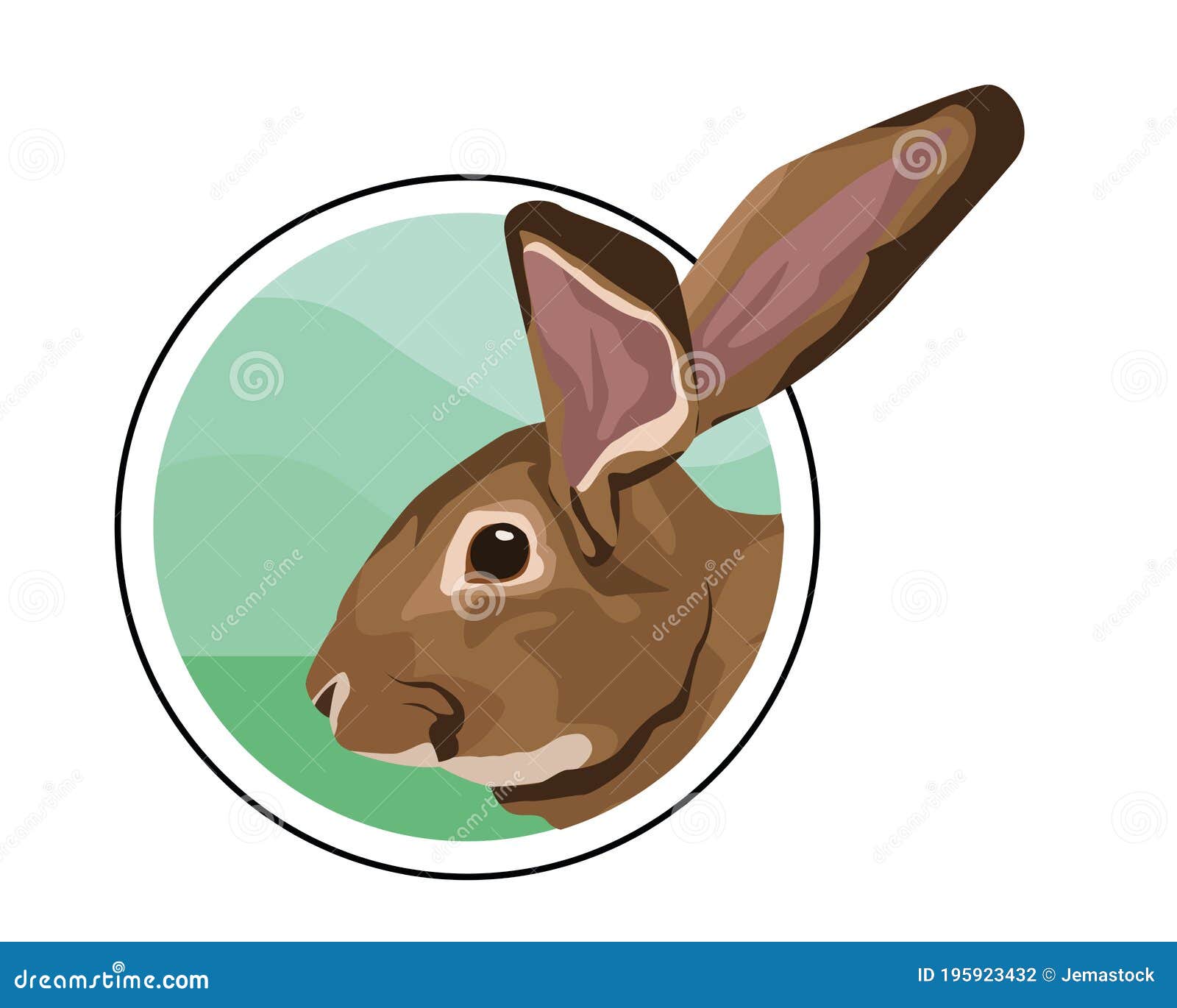 Cute Wild Rabbit Animal Head in Circular Frame Stock Vector ...