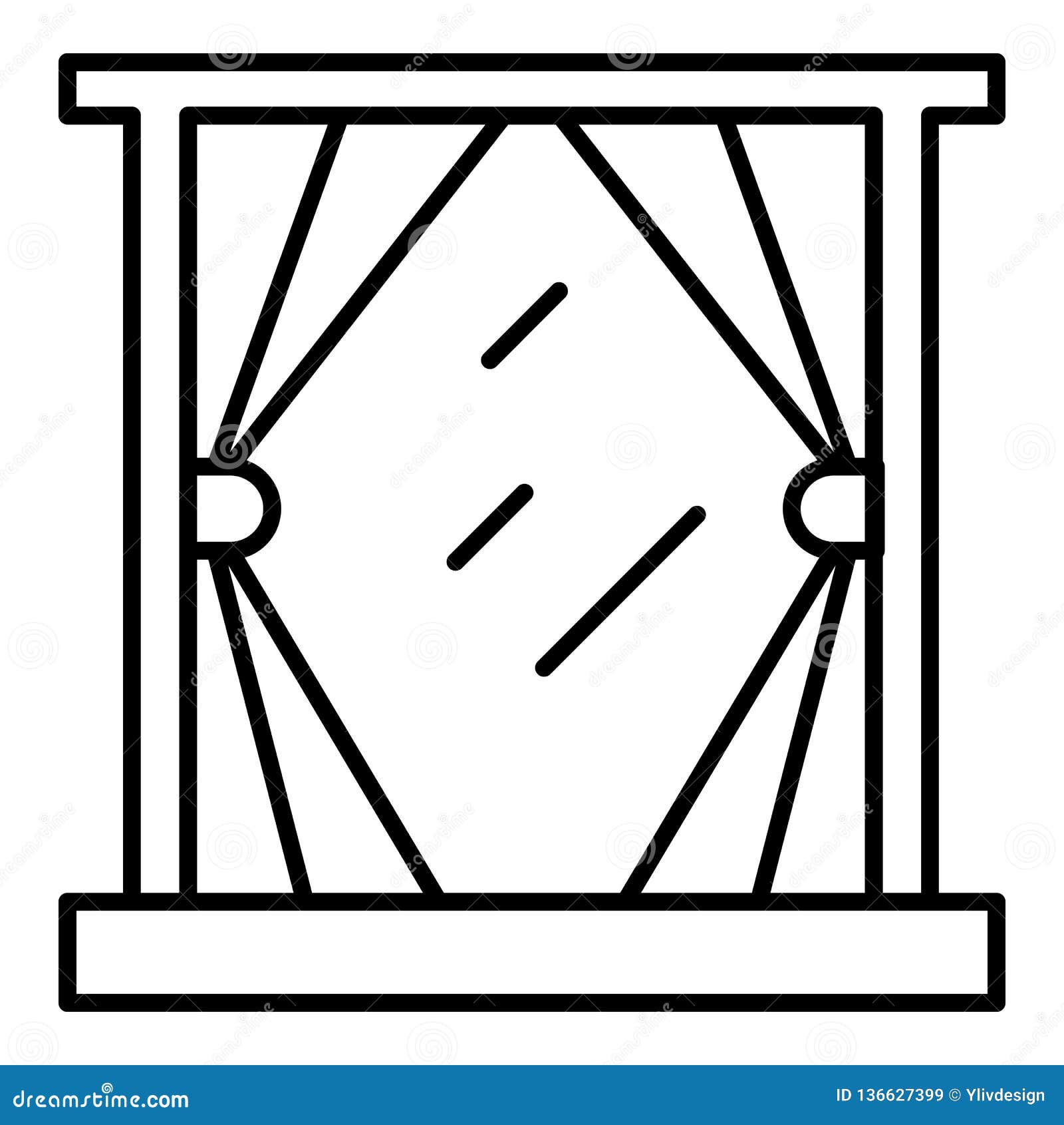 Cute Window Curtain Icon, Outline Style Stock Vector - Illustration of ...