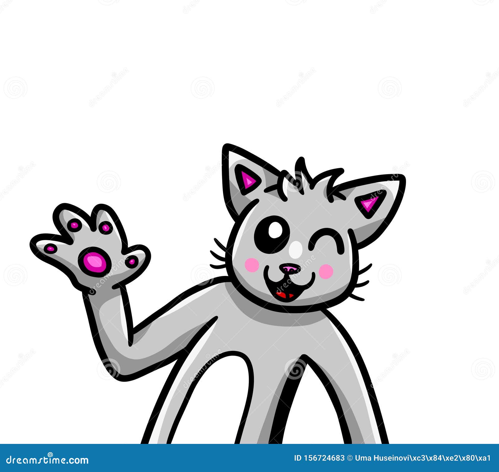 Happy and Cute Winking Cat stock illustration. Illustration of adorable ...