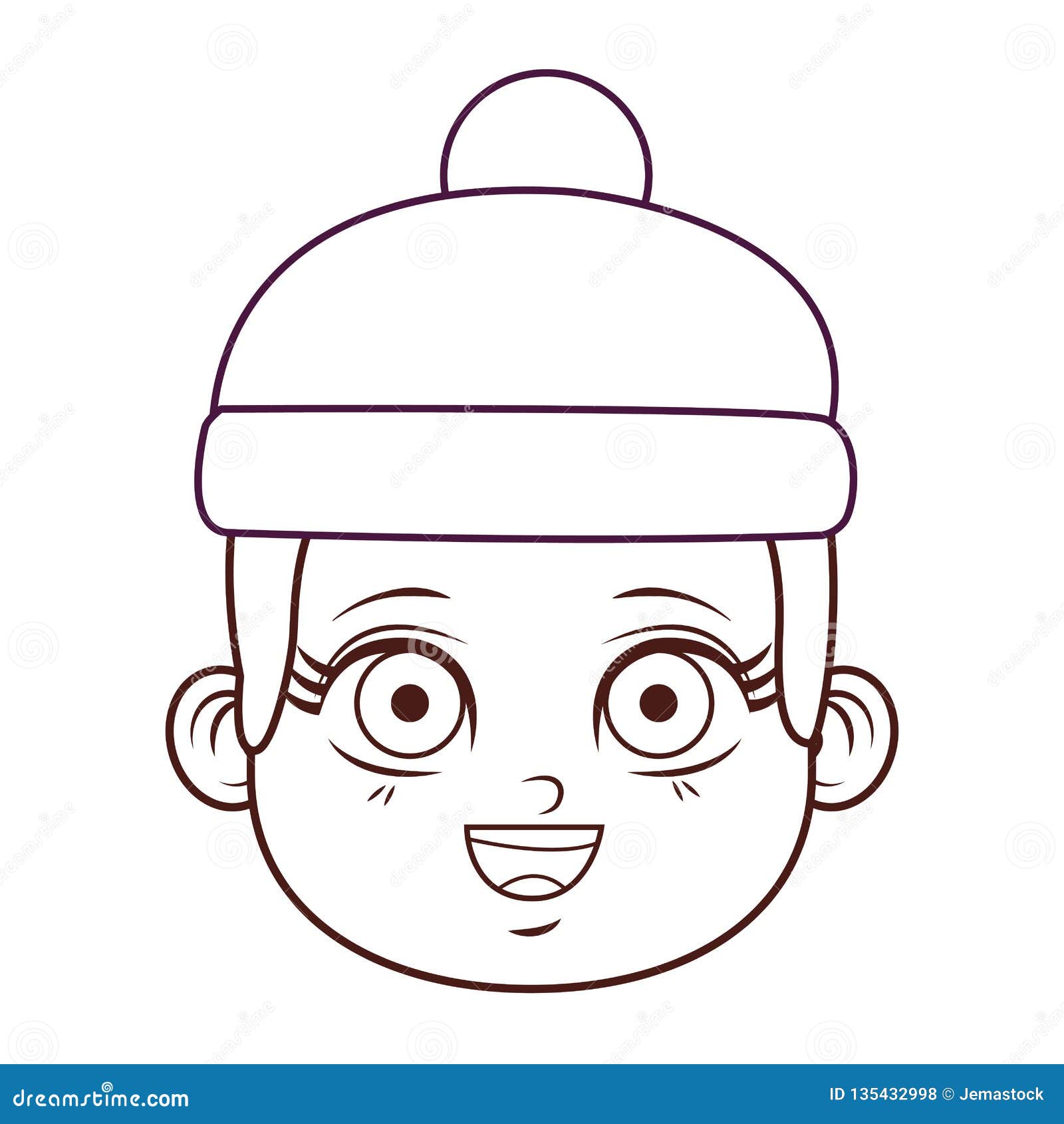 Cute Winter Boy Face Cartoon Stock Vector - Illustration of child ...