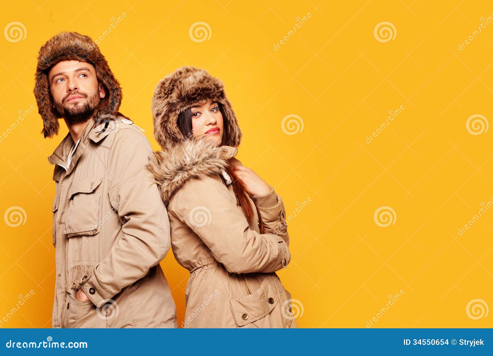 Cute winter couple stock photo. Image of studio, stylish - 34550654