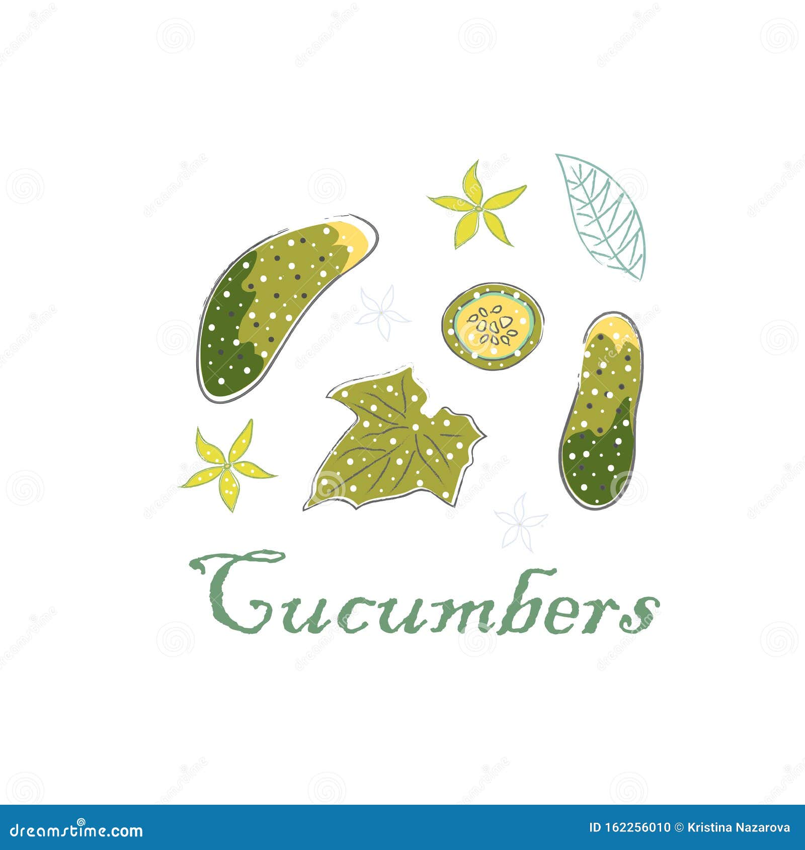 Cute Winter Icon with Cucumbers. Hand Drawn Scandinavian Style Stock ...
