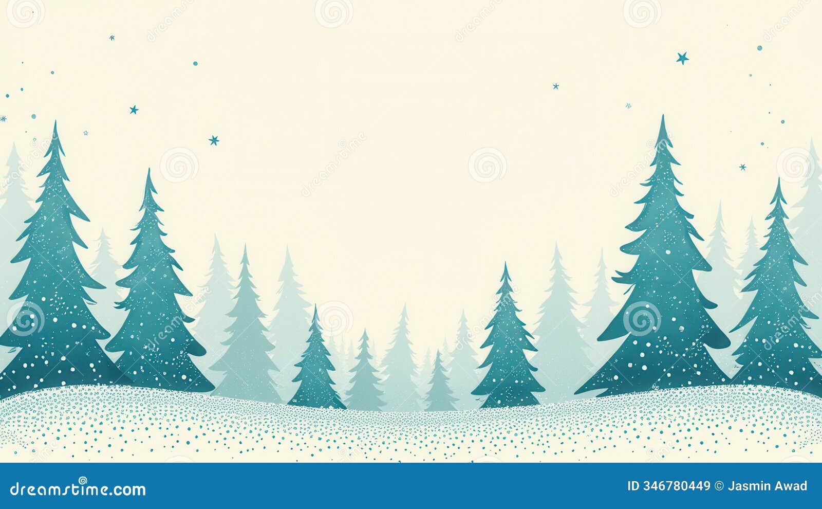 Cute Winter Trees Banner with Copy Space Stock Illustration ...
