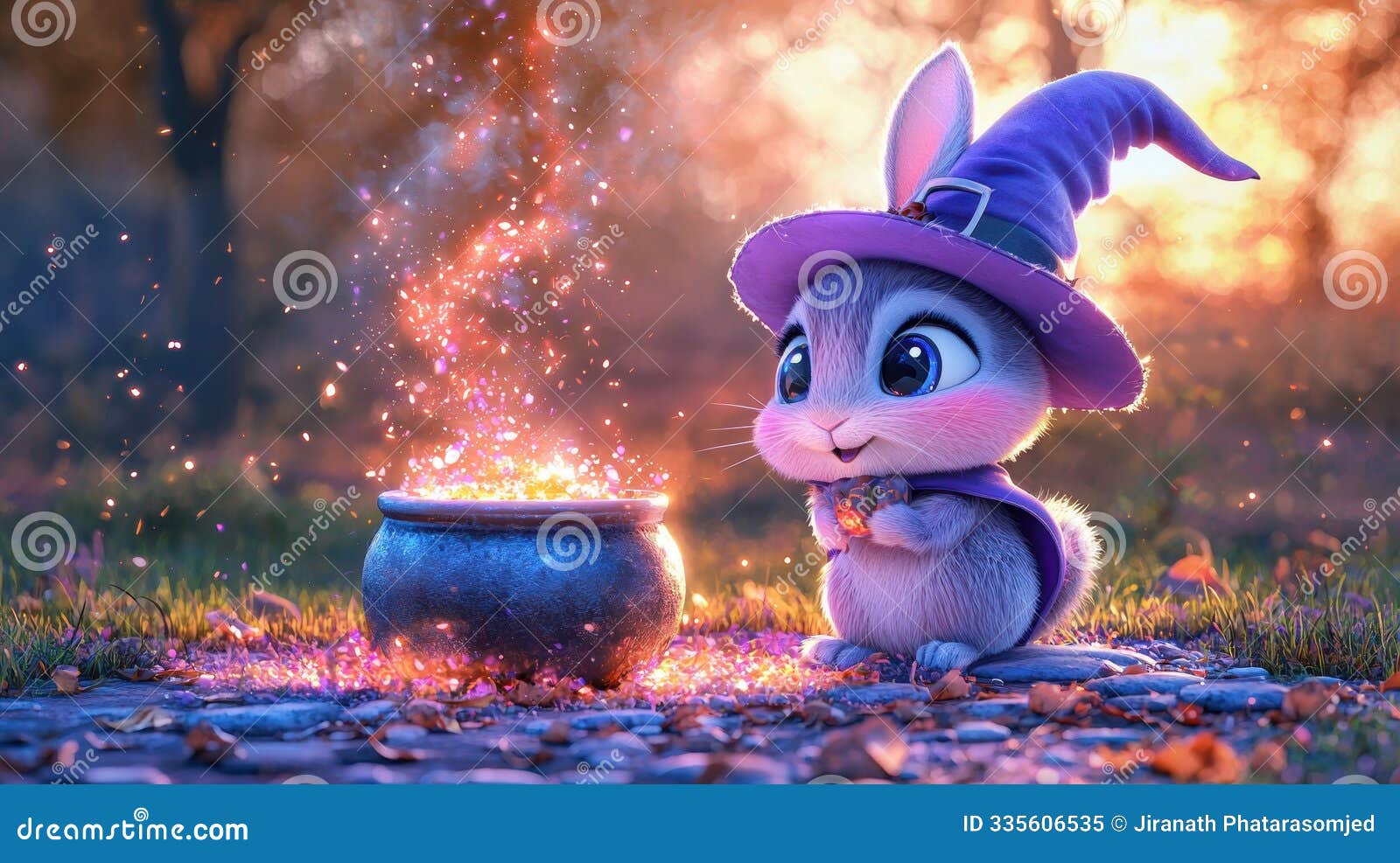 A Cute Witch Bunny stock illustration. Illustration of charm - 335606535