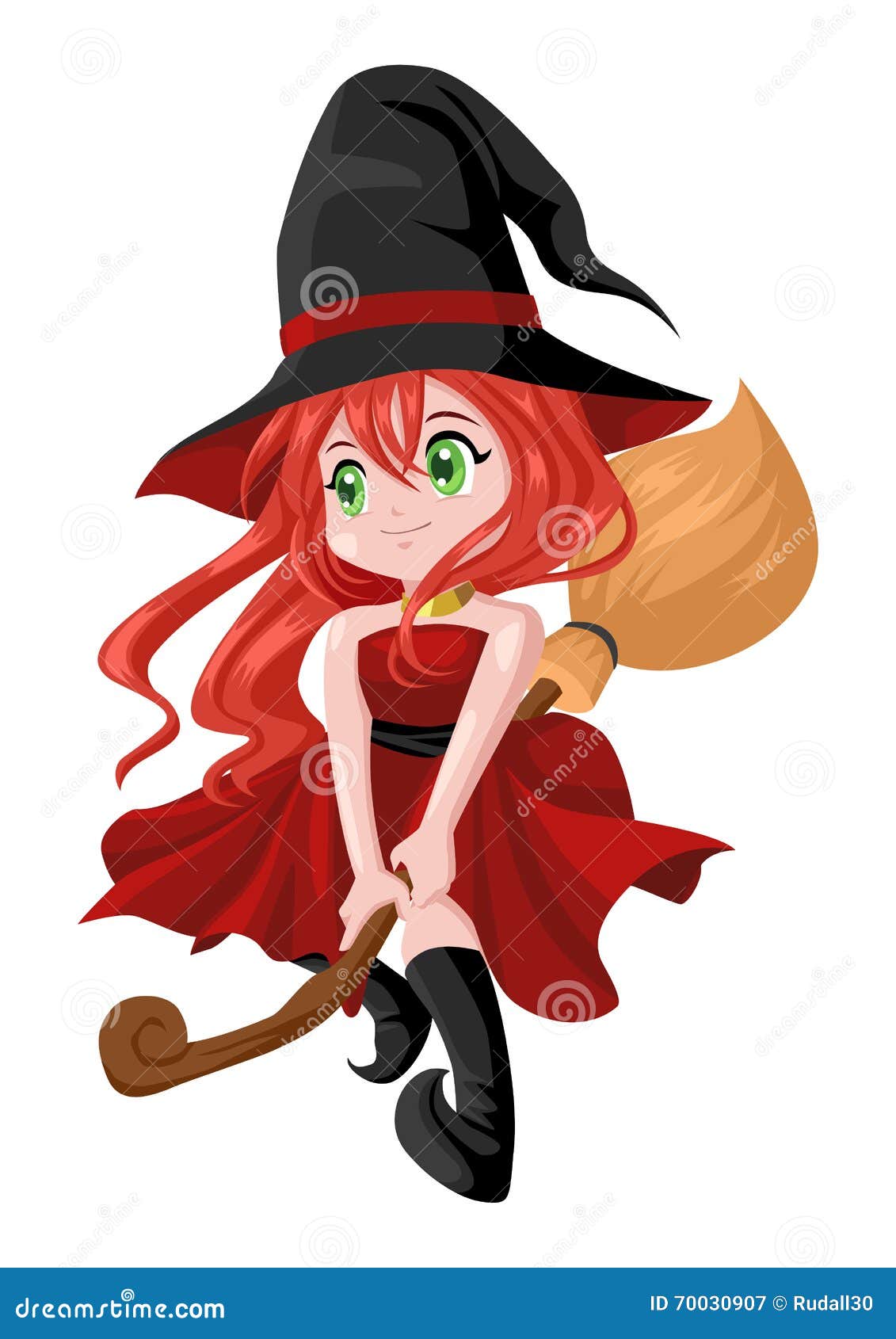 Cute Witch stock vector. Illustration of chibi, beautiful - 70030907