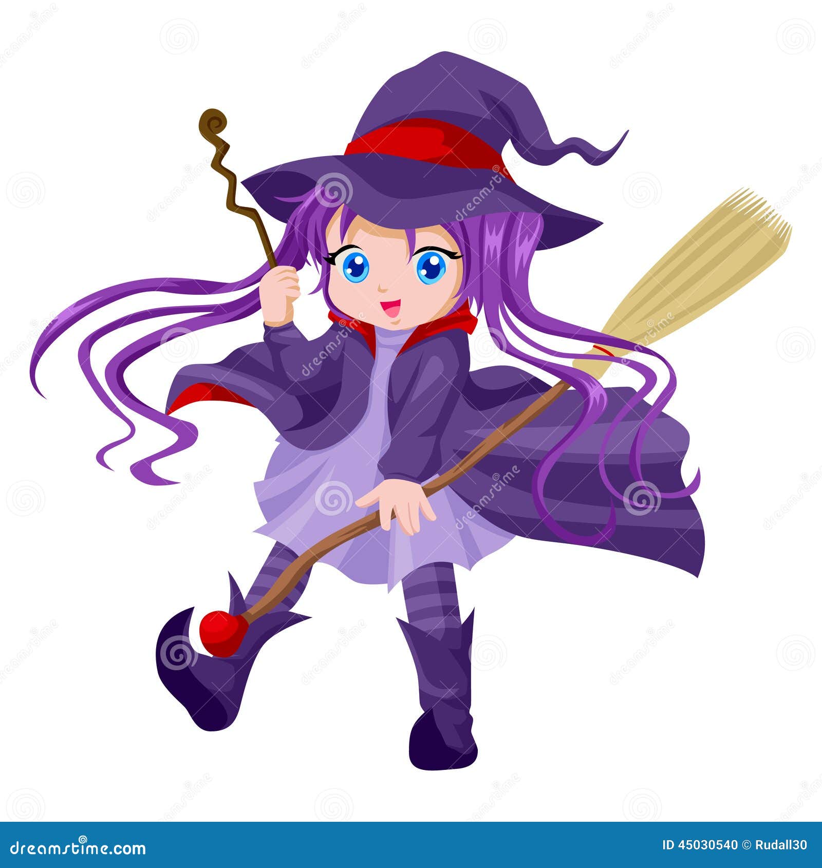 Cute Witch stock vector. Illustration of adorable, girl - 45030540