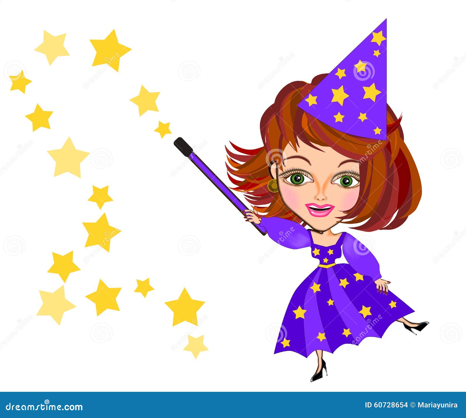 Cute witch cartoon stock illustration. Illustration of beautiful - 60728654