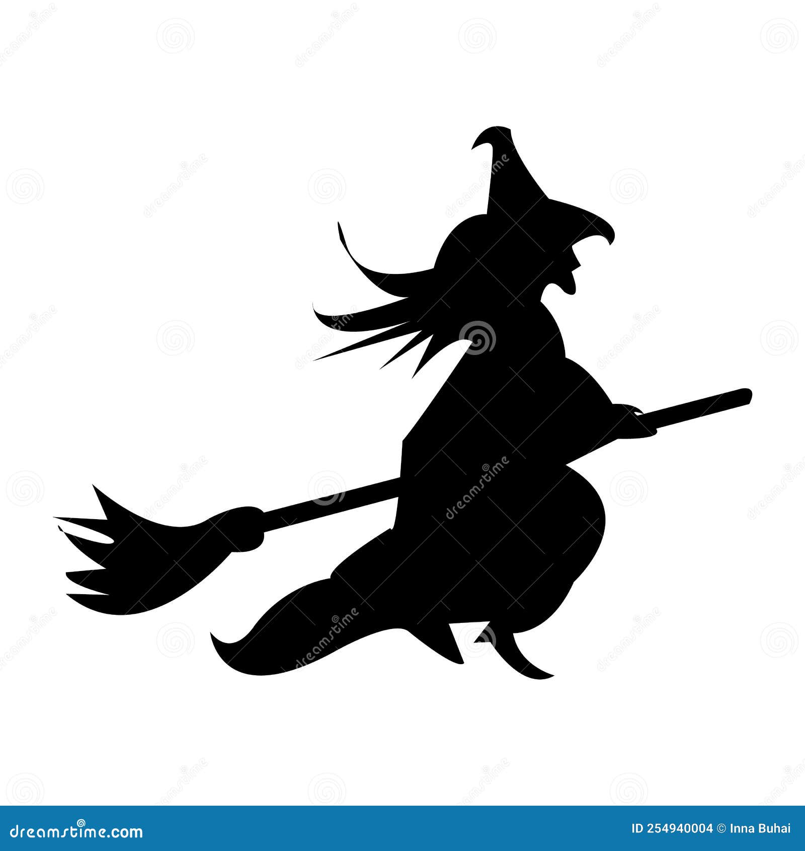 Cute Witch Flying on a Broom Isolated Stock Illustration - Illustration ...