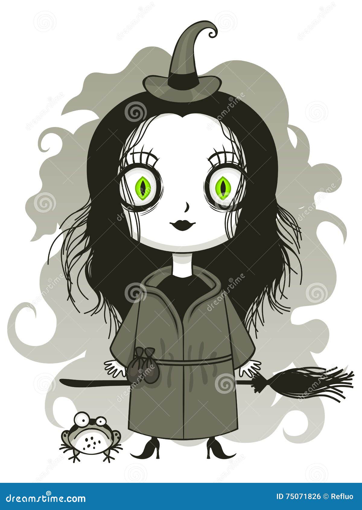 Cute witch stock vector. Illustration of spooky, enchantress - 75071826