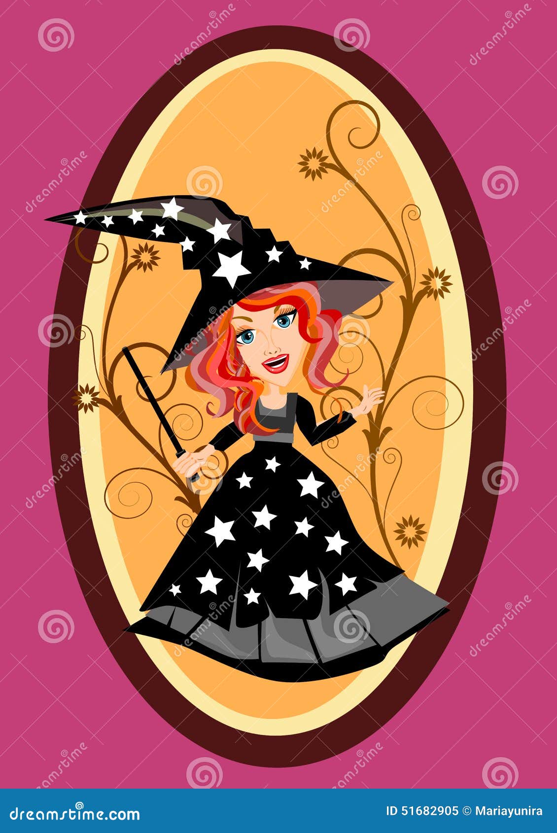 Cute witch stock illustration. Illustration of sparkling - 51682905