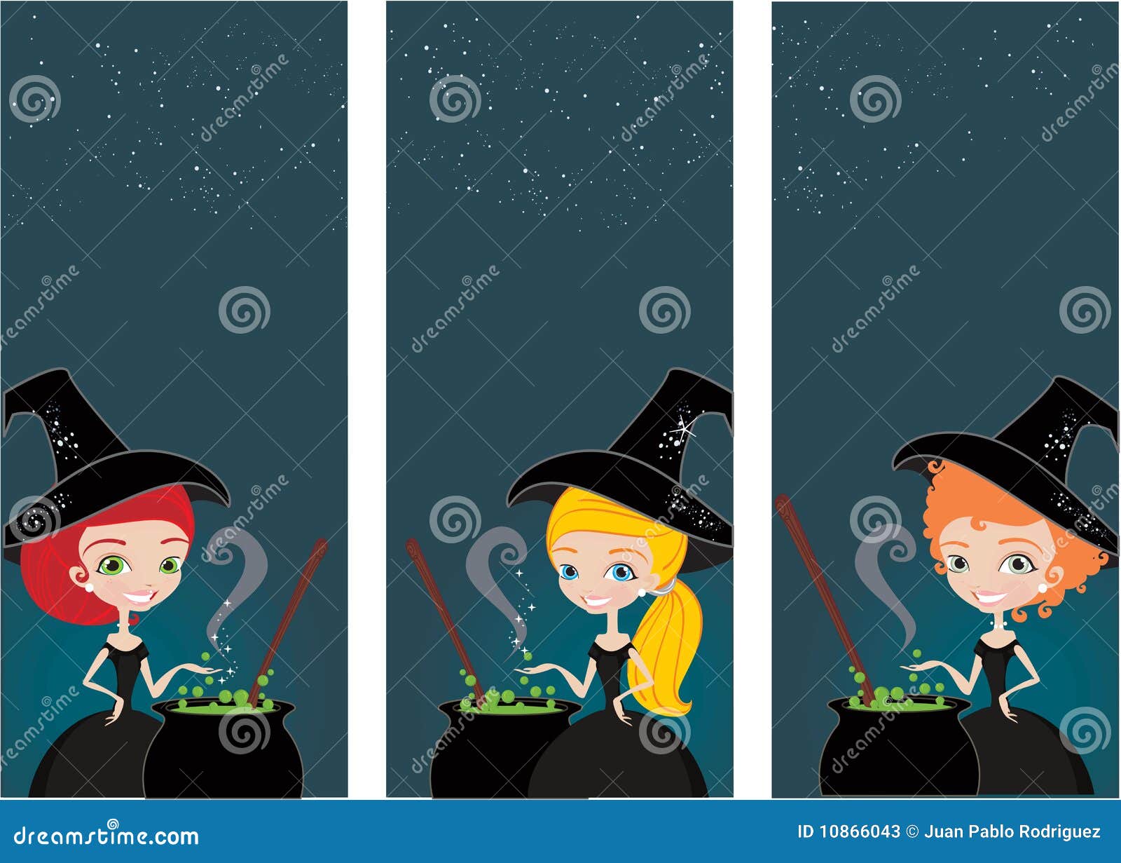 Cute witches banners stock vector. Illustration of witches - 10866043