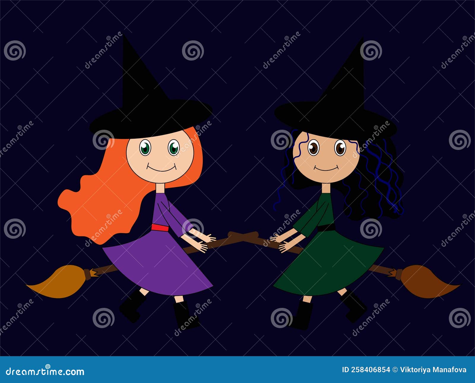 Cute witches stock illustration. Illustration of font - 258406854