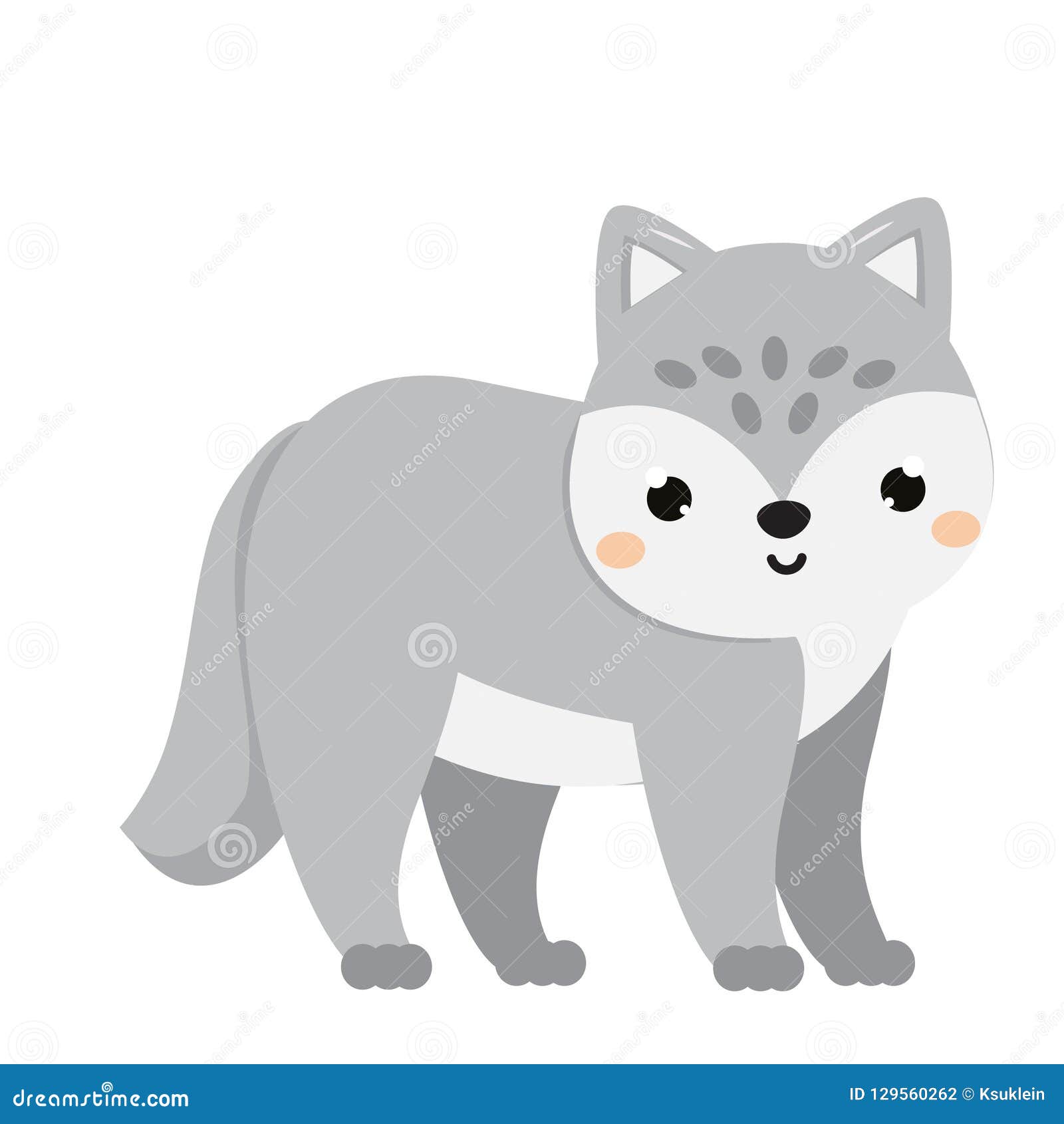 Cute Wolf Cub Reading Book, Adorable Smart Animal Character Sitting ...