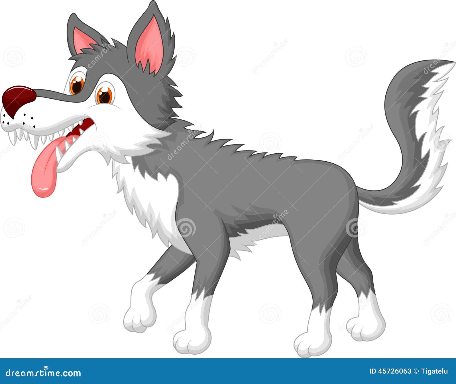 Cute wolf cartoon stock vector. Illustration of posing - 45726063