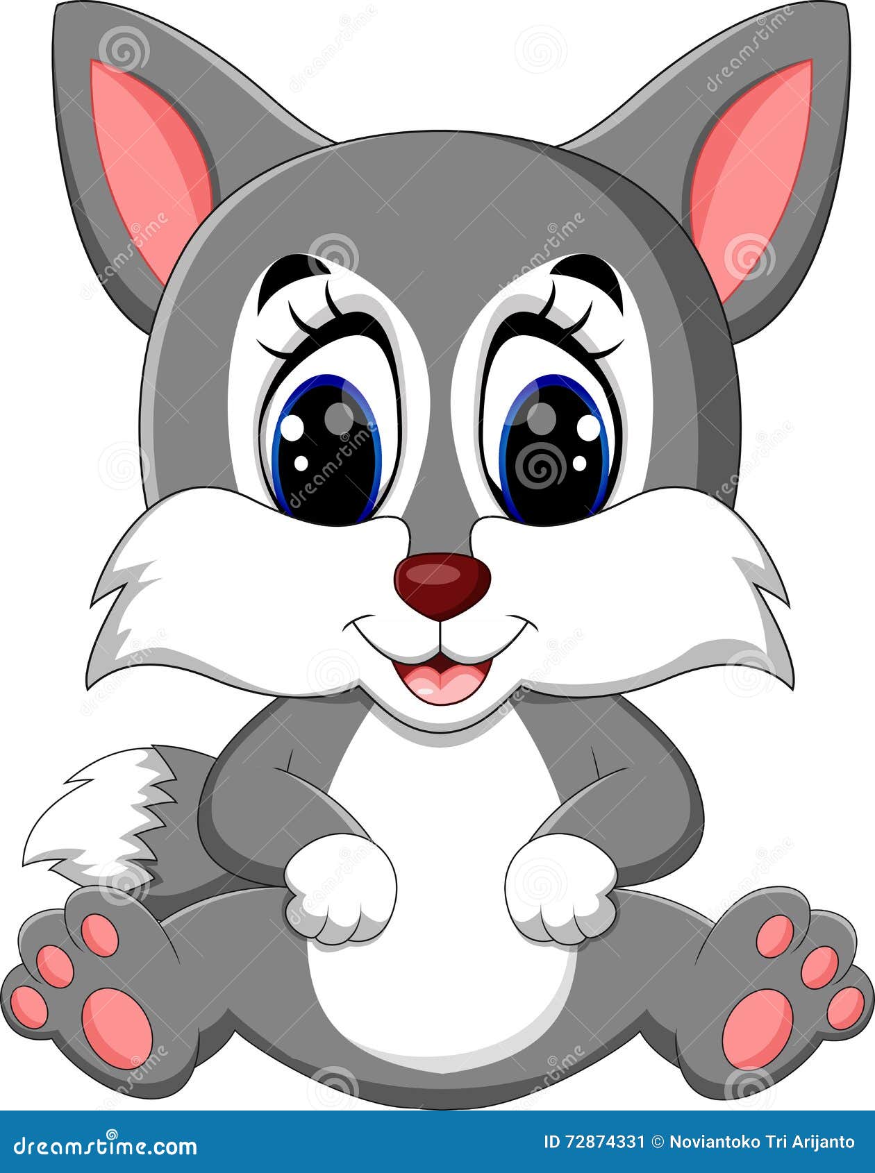 Cute wolf cartoon stock vector. Illustration of tail - 72874331