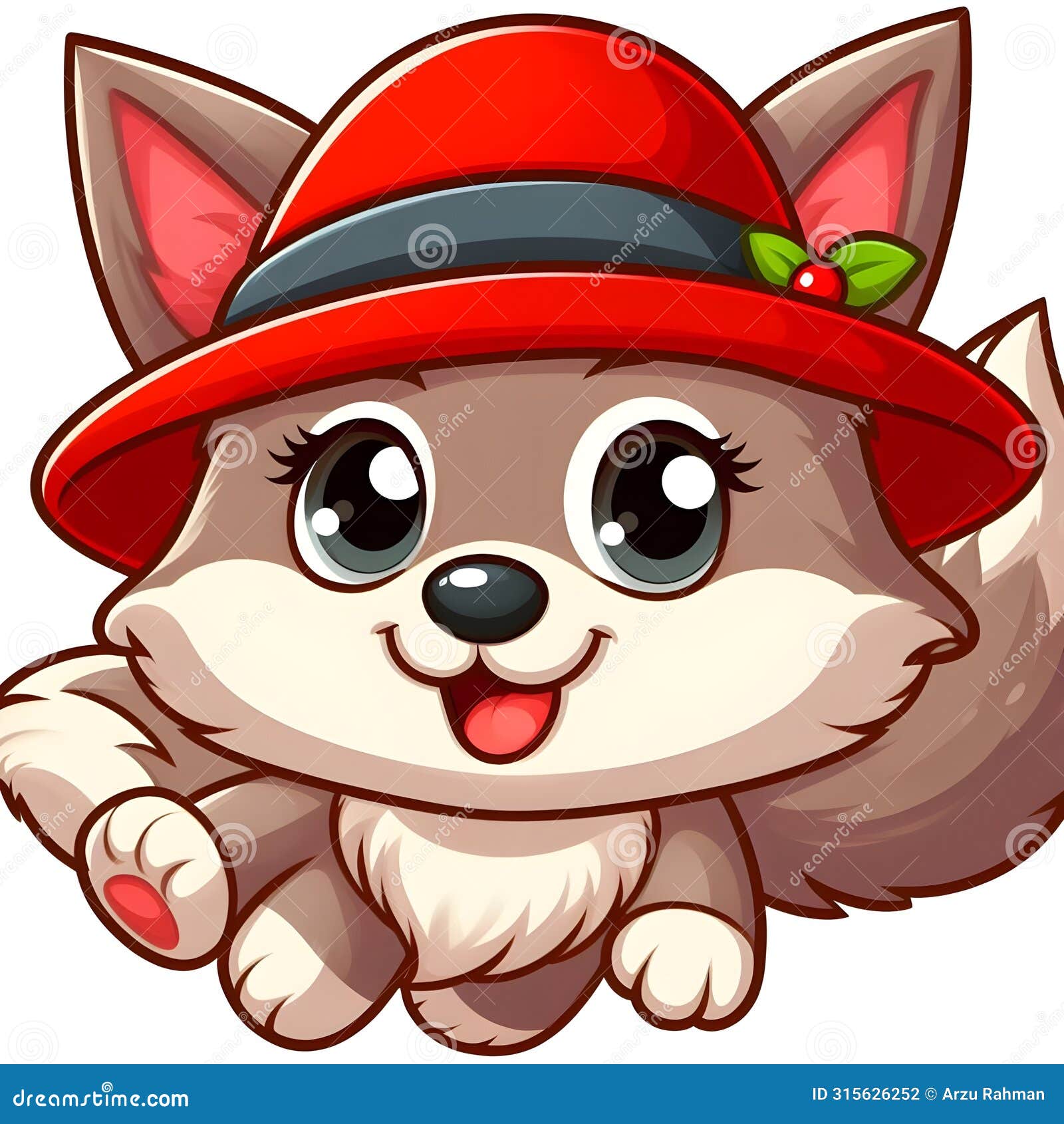 Cute Wolf Cartoon with R Bund Stock Illustration - Illustration of ...