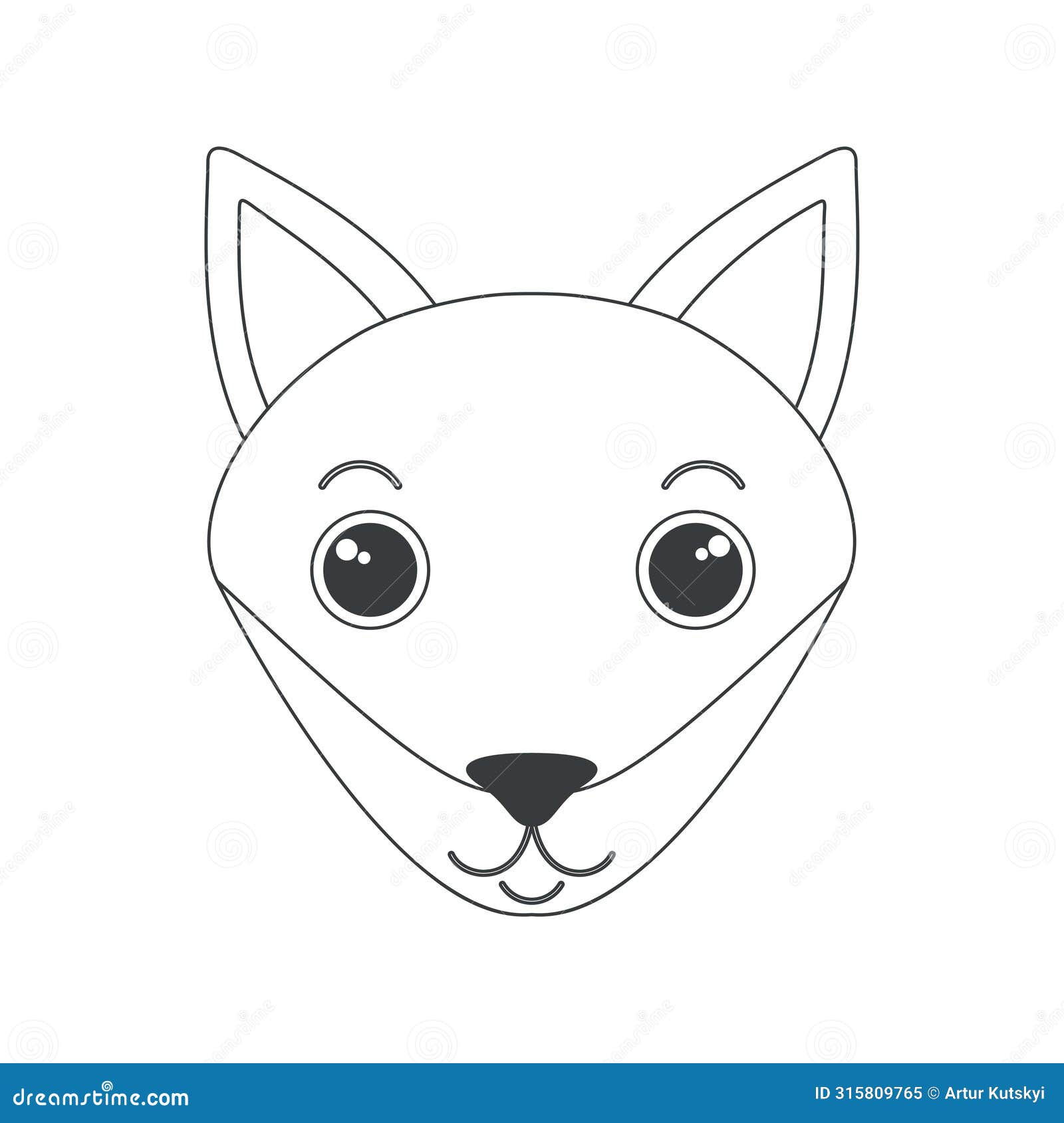 Cute Wolf Face, Wild Animals Head of Simple Geometric Shape Stock ...