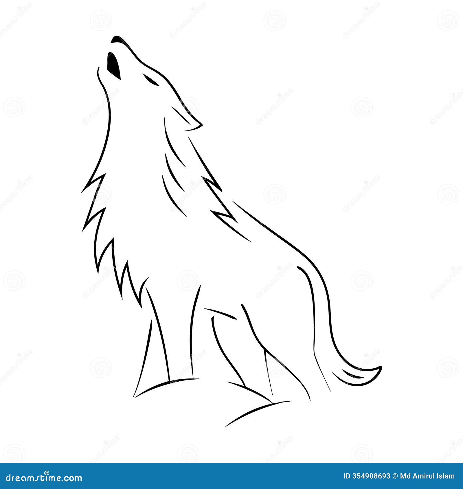 A Cute Wolf Line Art Vector Design Stock Illustration - Illustration of ...