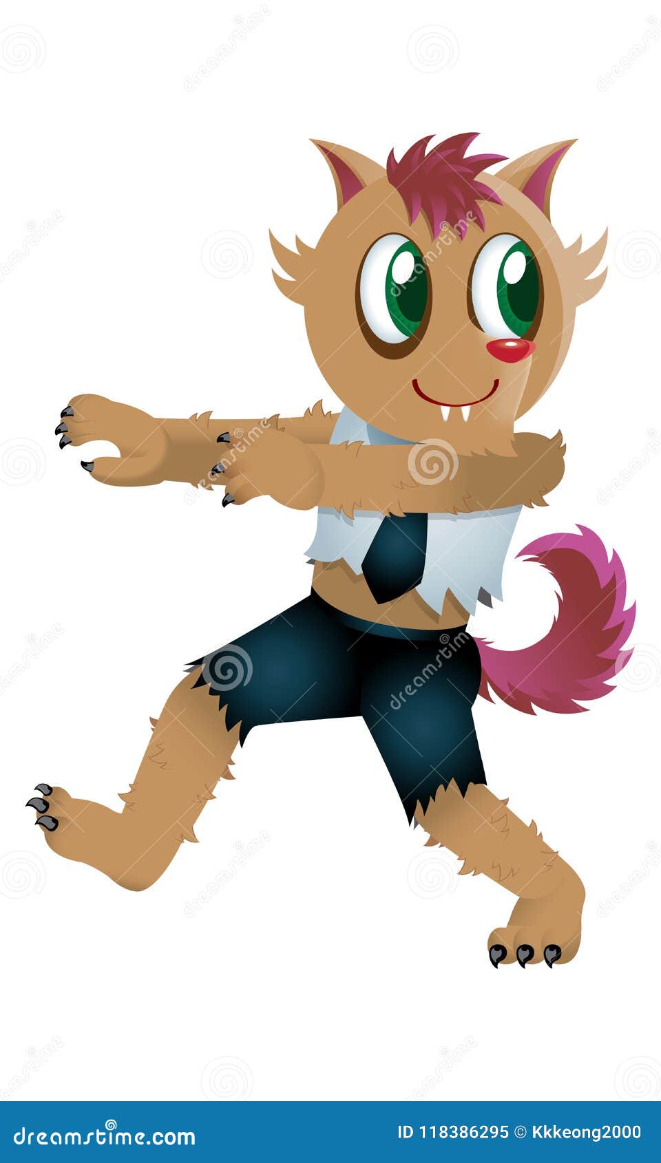 A Cute Wolf Man in White Background. Isolated. Stock Illustration ...