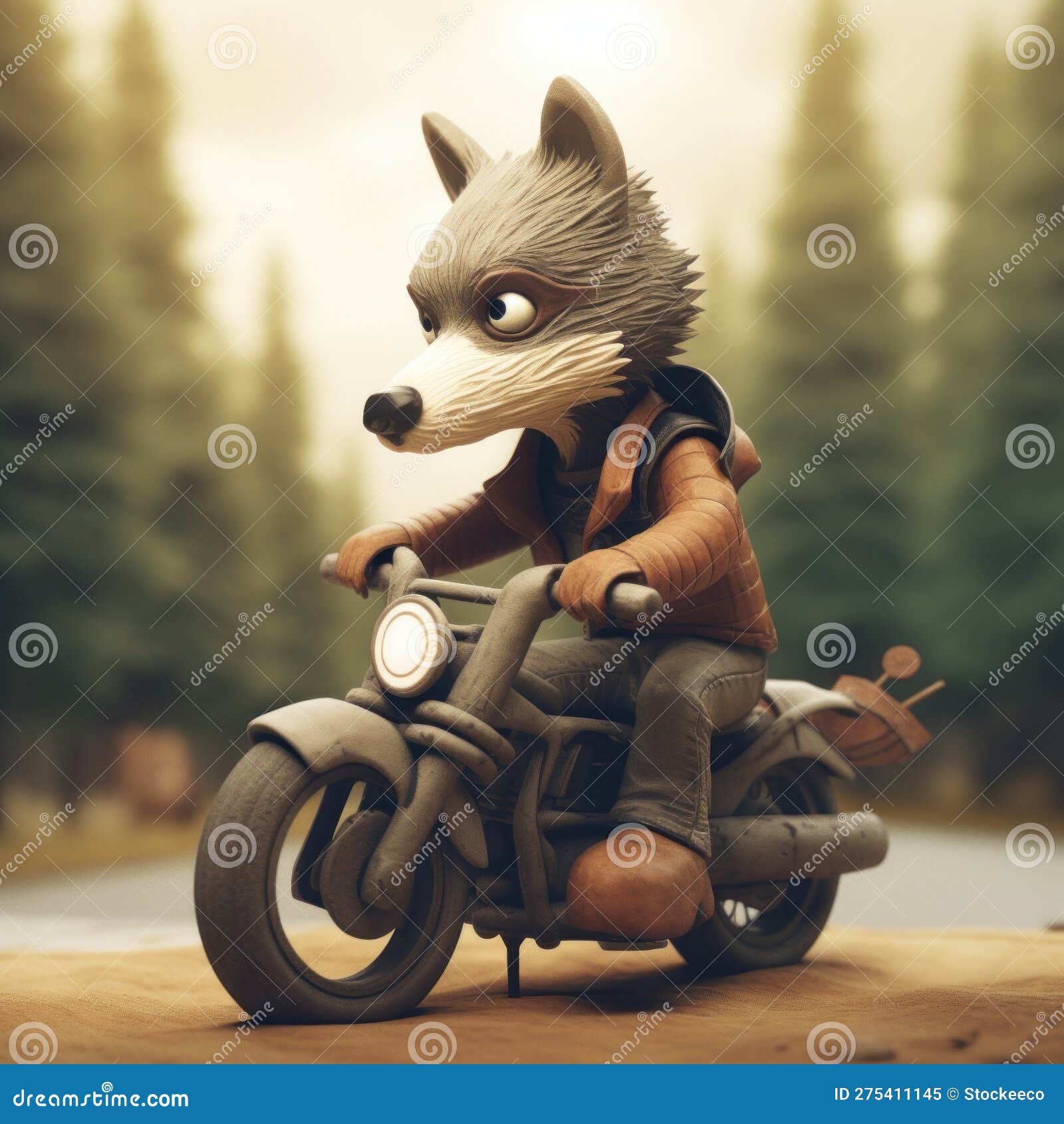 Cute Wolf on a Motorcycle stock illustration. Illustration of klassen ...