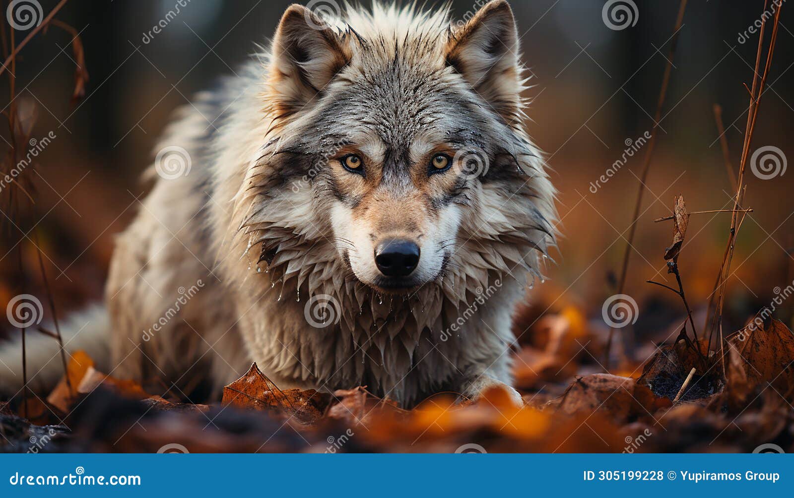 Cute Wolf Pup Sitting in Snow, Looking at Camera Generated by AI Stock ...