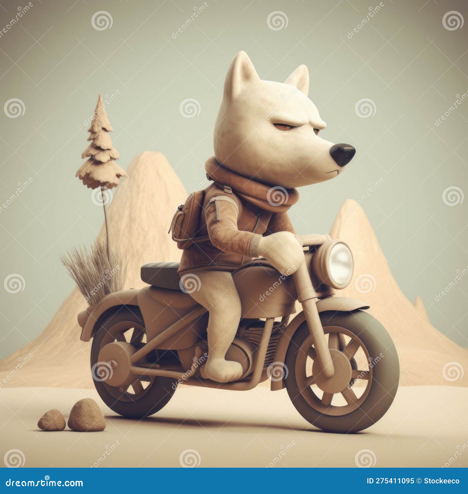 Cute Wolf Riding a Motorcycle Stock Illustration - Illustration of cute ...