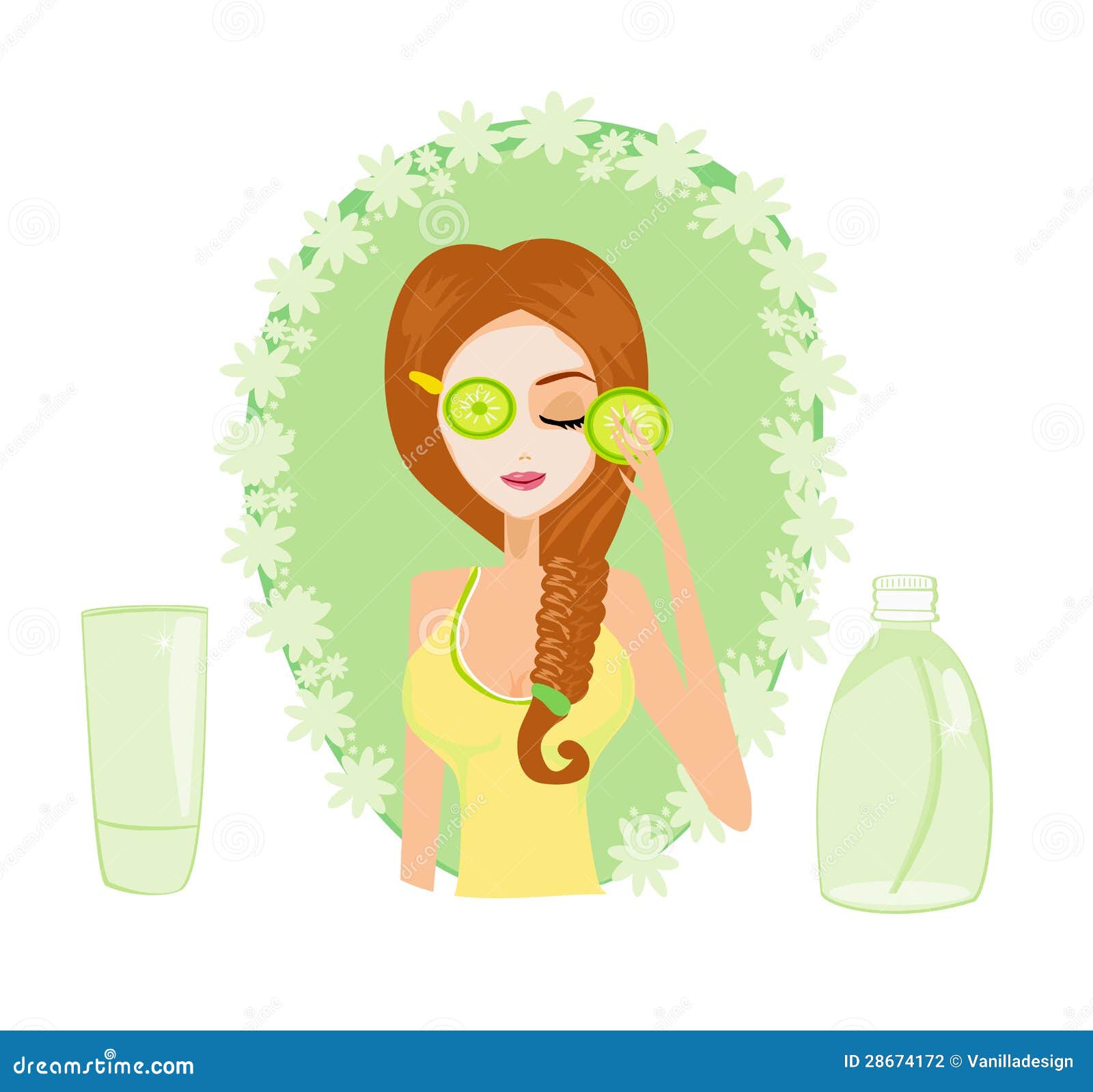 Applying Moisturizer To Hands, Face And Feet Vector Illustration ...
