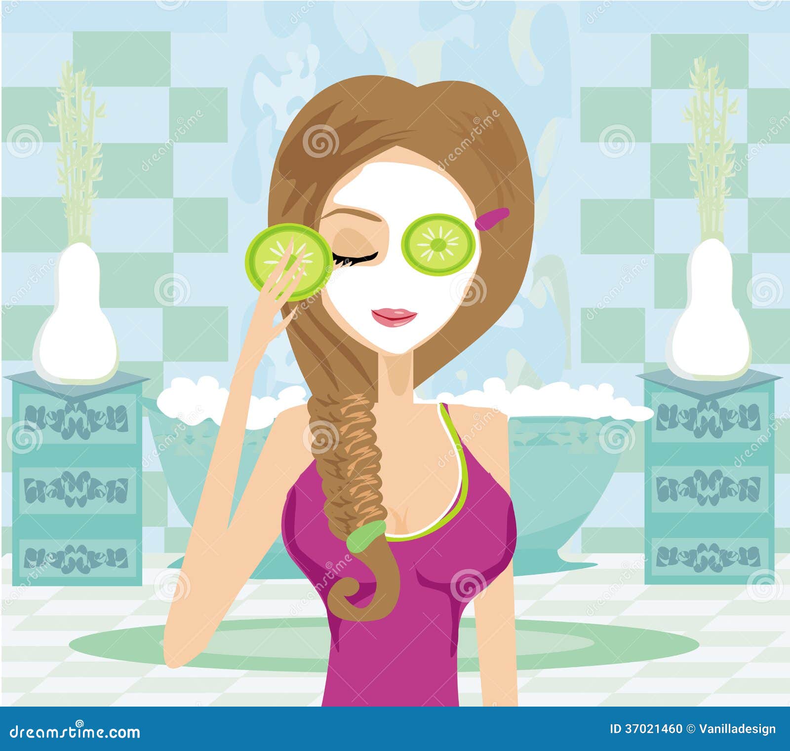 Cute Woman Applying Moisturizer Stock Vector - Illustration of elegance ...