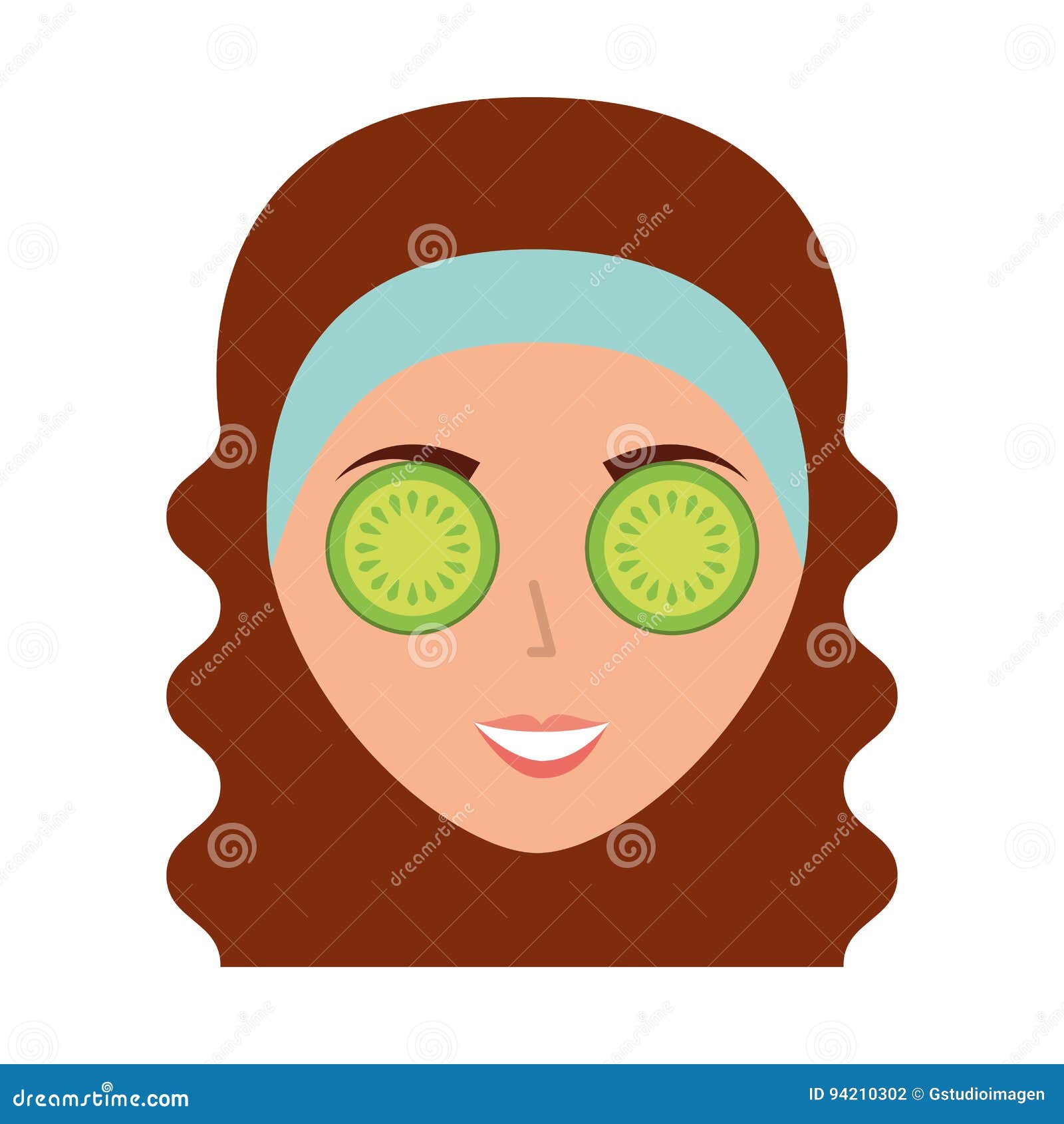 Cute Woman with Cucumber Mask Stock Vector - Illustration of character ...