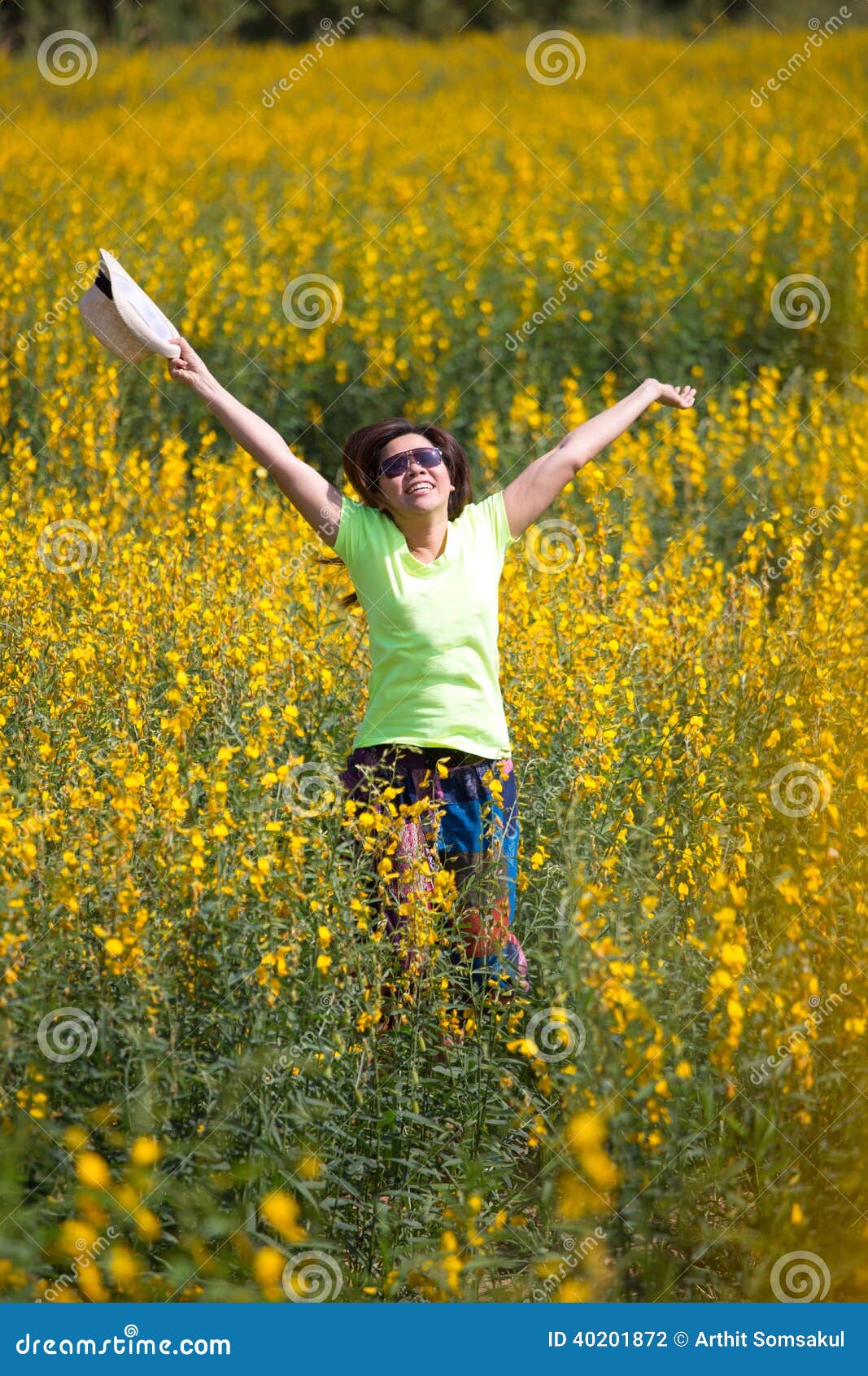 Cute woman in the field stock photo. Image of jump, freedom - 40201872