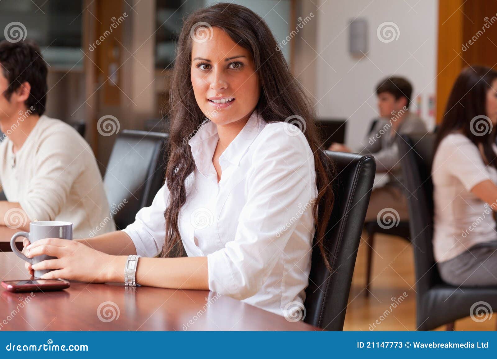 Cute woman having a tea stock image. Image of cute, beautiful - 21147773