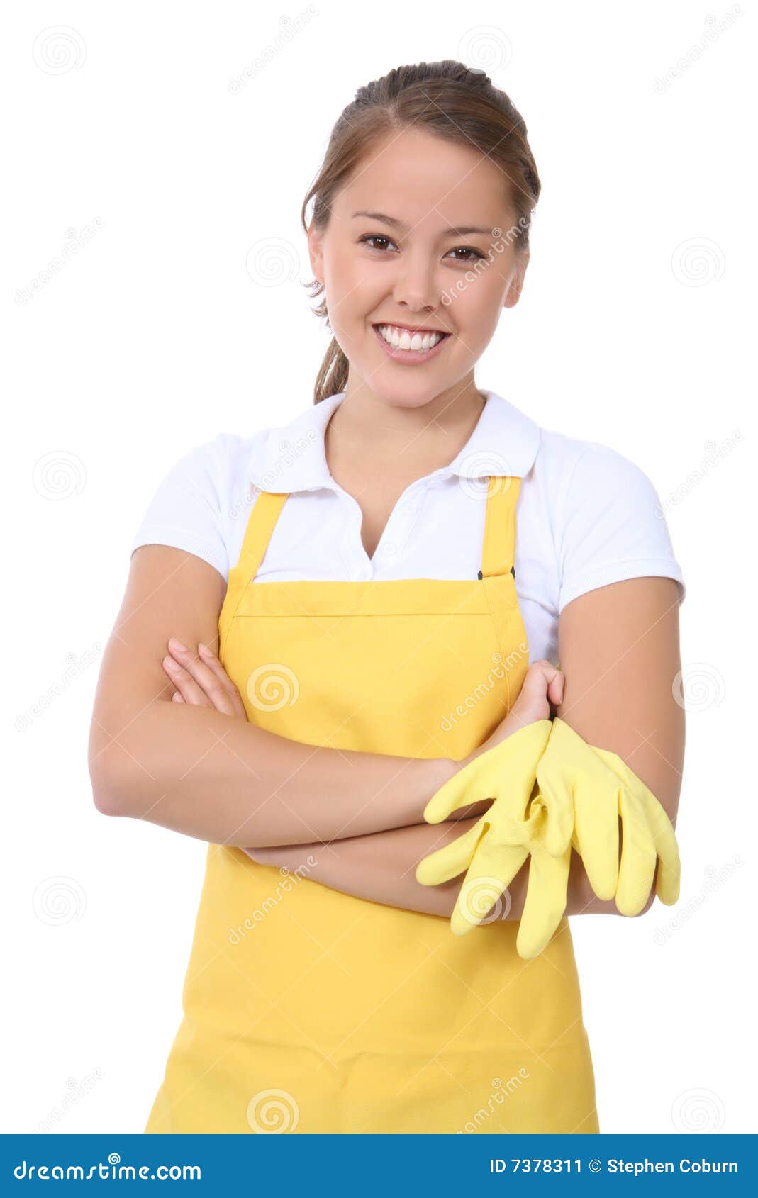 Cute Woman Maid stock image. Image of gloves, smile, housekeeping - 7378311