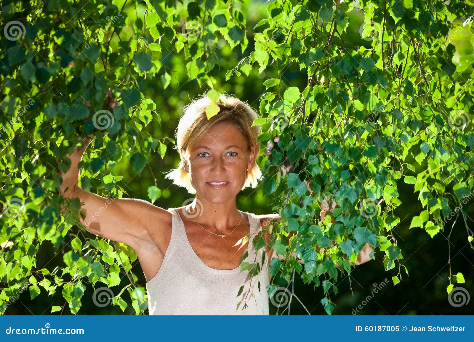 Cute Woman Portrait with Tree Branches Stock Image - Image of nature ...